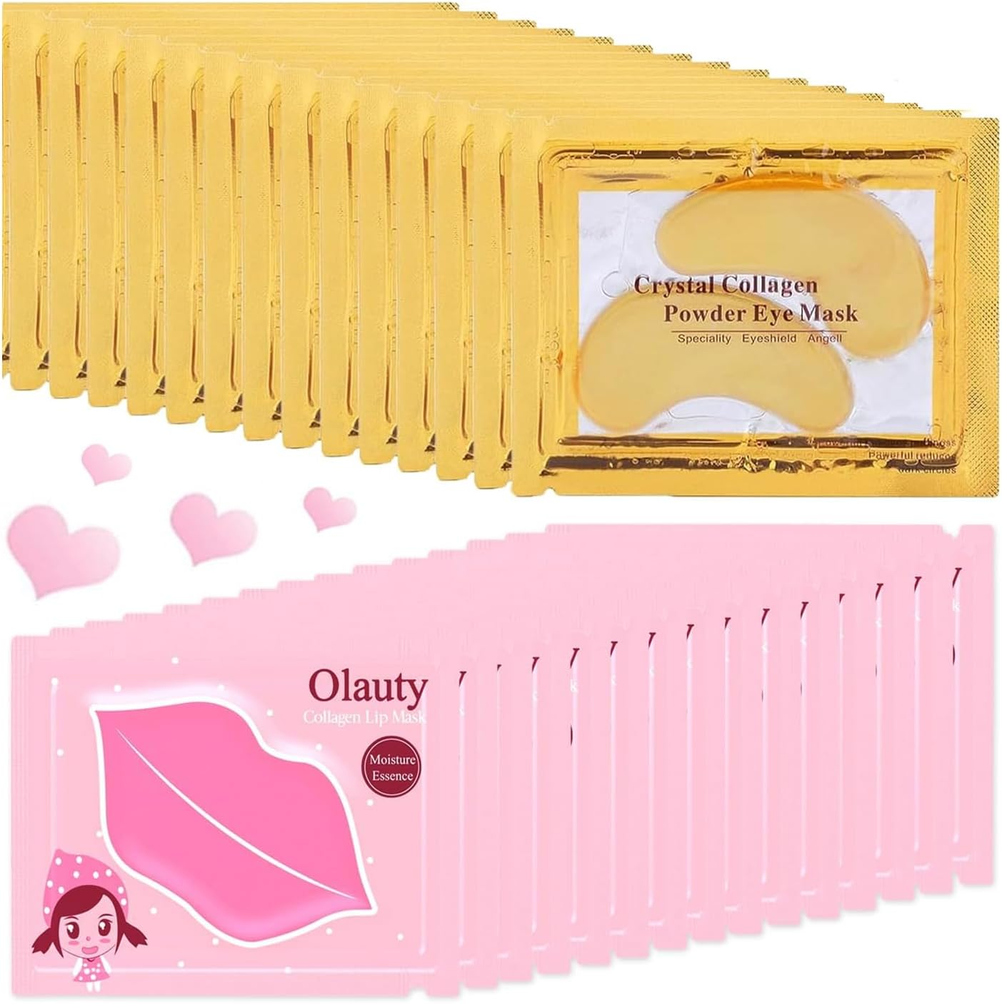 Amazon.com : 30 Pairs Lip Masks & 24K Gold Eye Masks, Crystal Collagen ...
