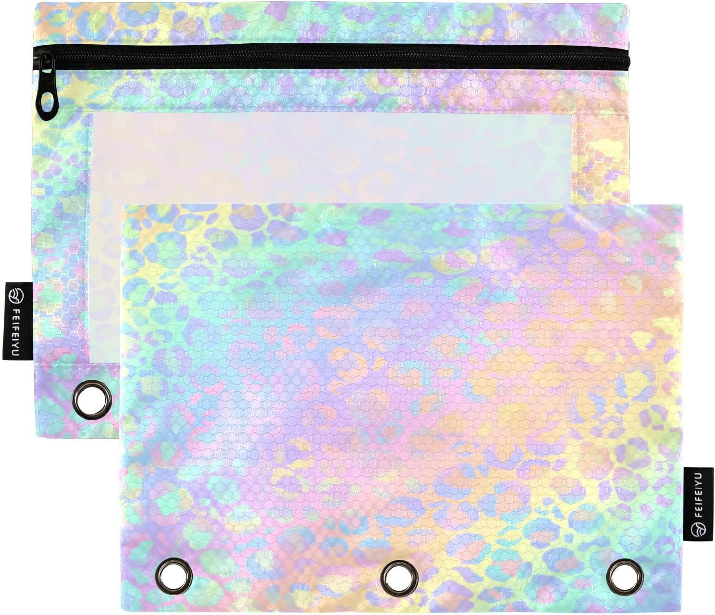 Amazon.com : MCHIVER Gradient Leopard Print Pencil Pouch for 3 Ring ...