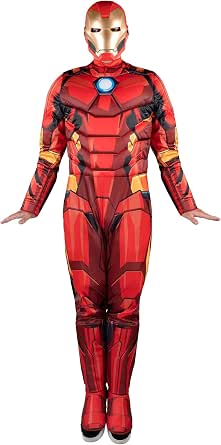 MARVEL Adult Iron Man Costume - Padded Jumpsuit and 3D Plastic Mask ...