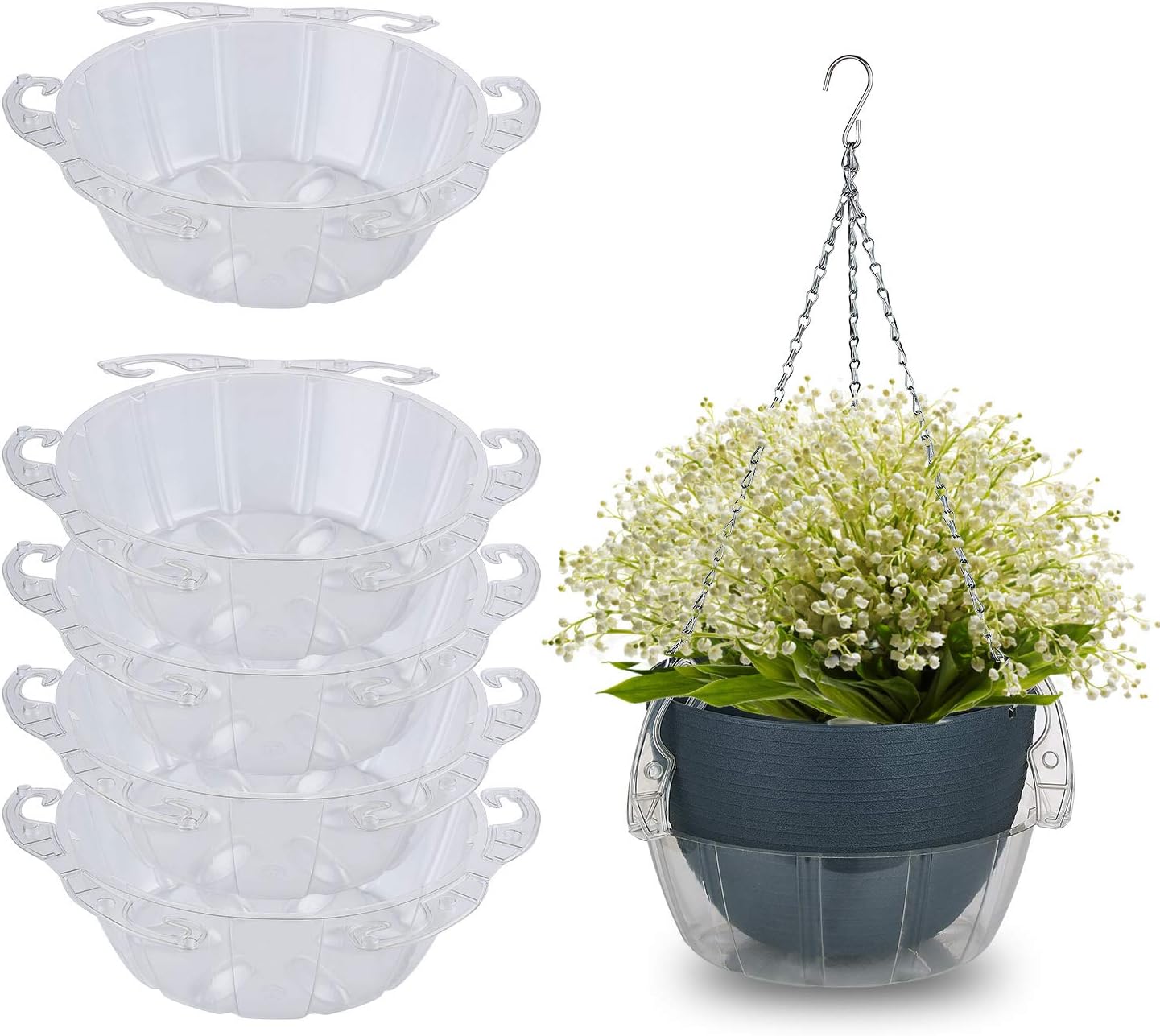 Amazon.com: Idyllize 5 Piece of 10 Inch Clear Plastics Plant Saucers ...