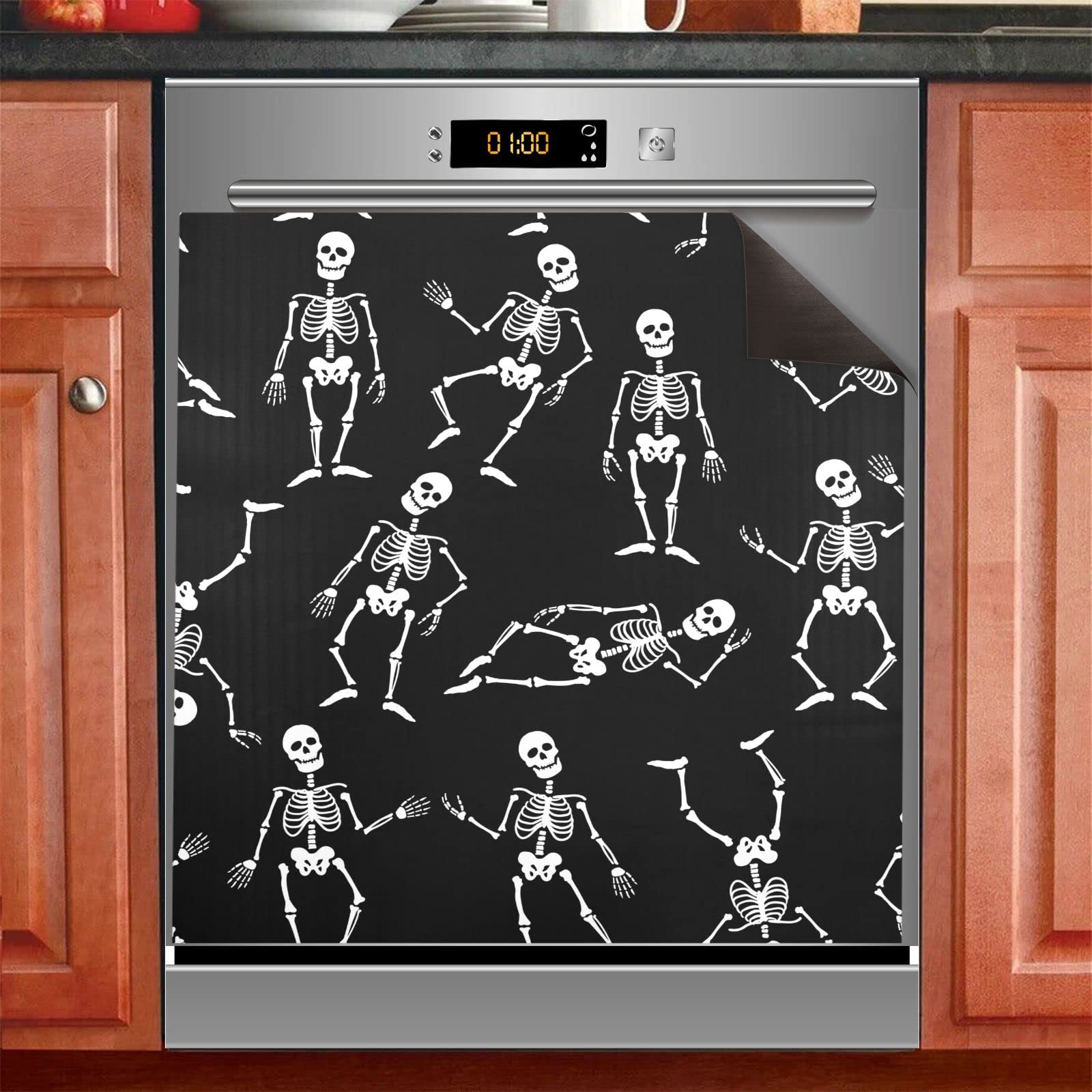 Amazon.com: Dishwasher Cover Panel, Skeletons Funny Poses Halloween ...