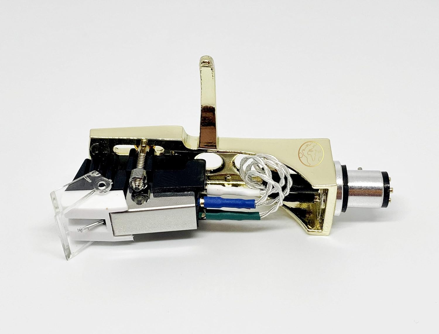 Cartridge and Stylus, needle and Gold Headshell with mounting bolts for ...