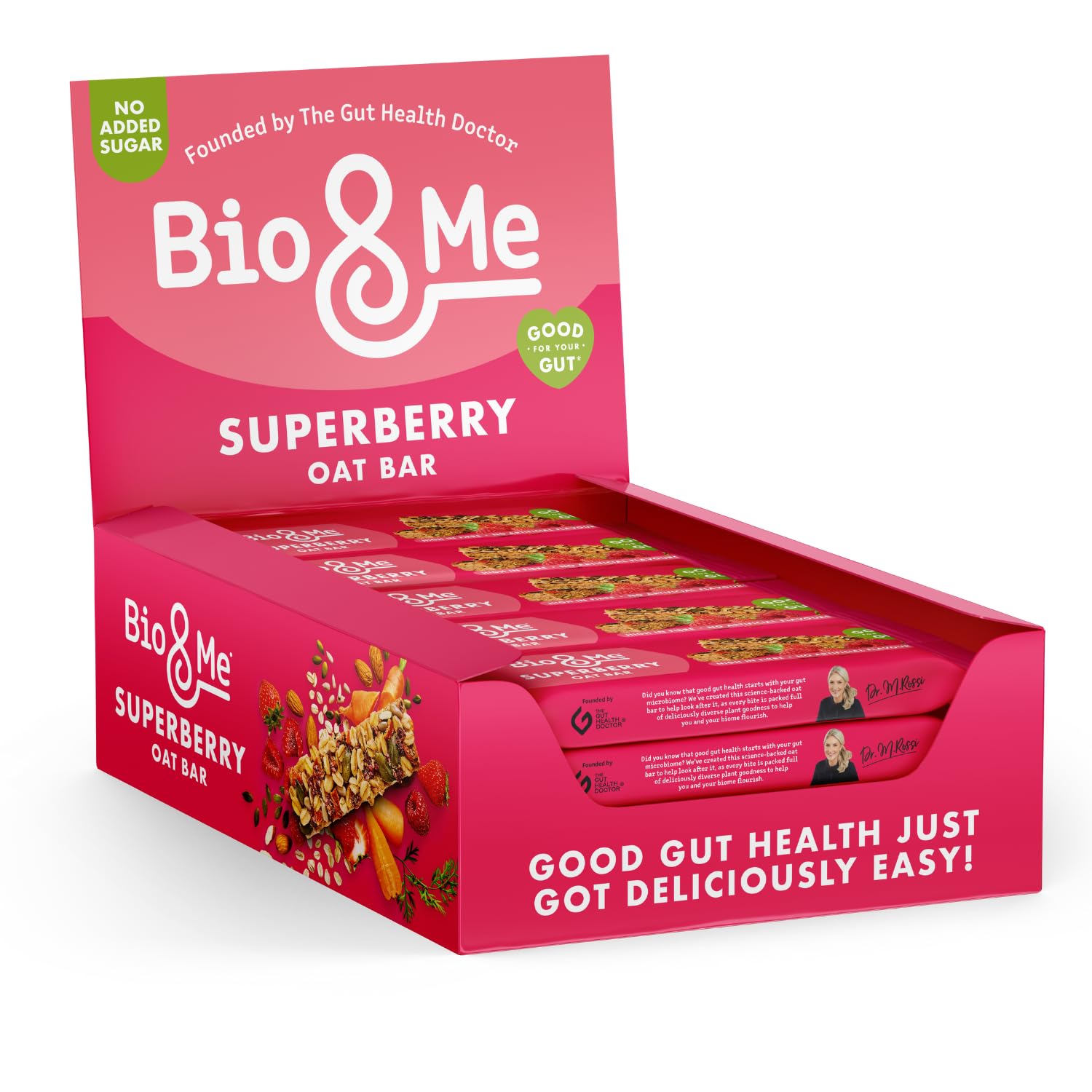 Bio & Me: Super Berry Gut-Loving Oat Bars (18 x 38g) / On-The-Go Snack ...