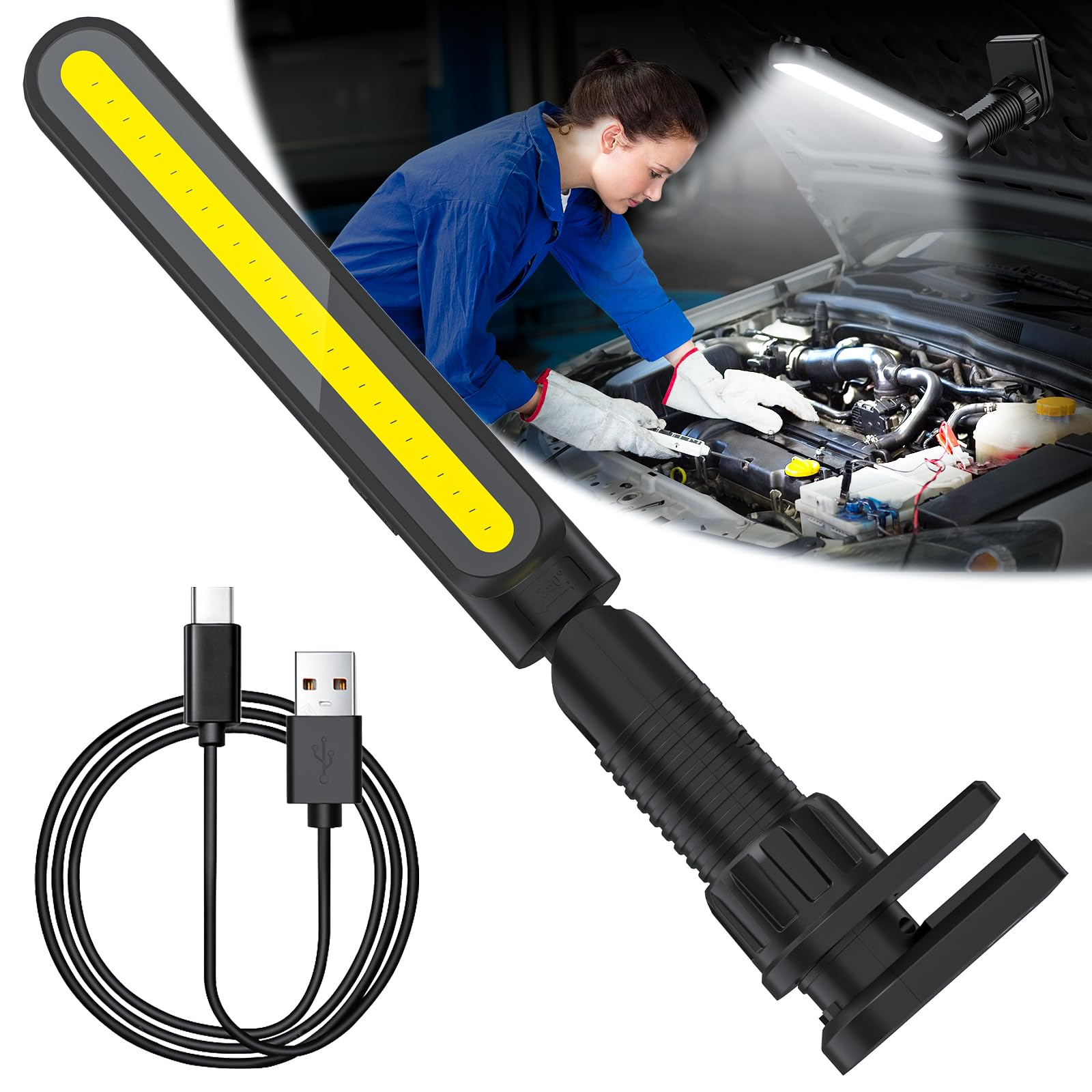 GODENBA Rechargeable Mechanic Work Light, Portable Magnetic LED Light ...