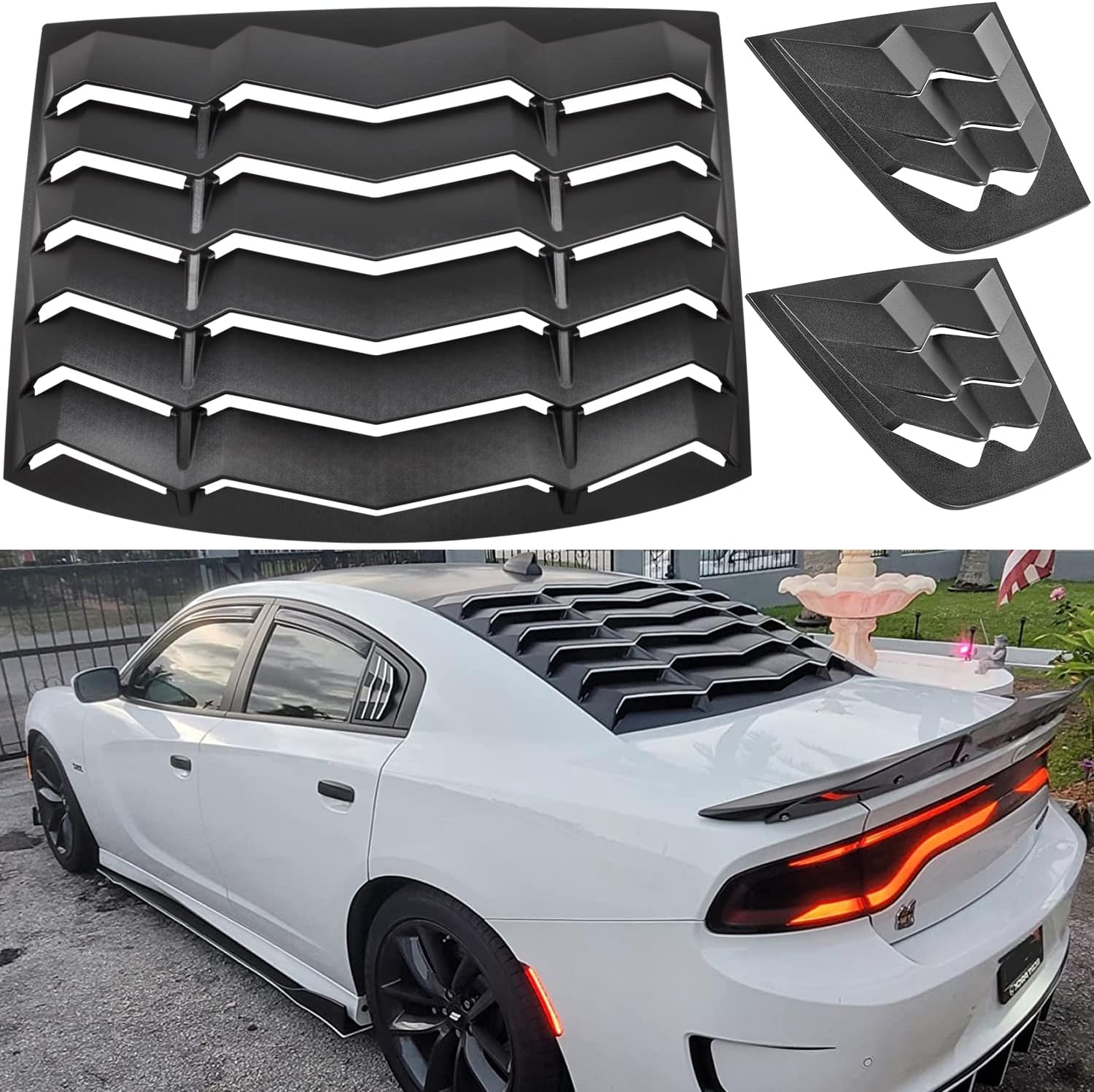 Amazon.com: Rear + Side Window Louvers for Dodge Charger 2011 2012 2013 ...