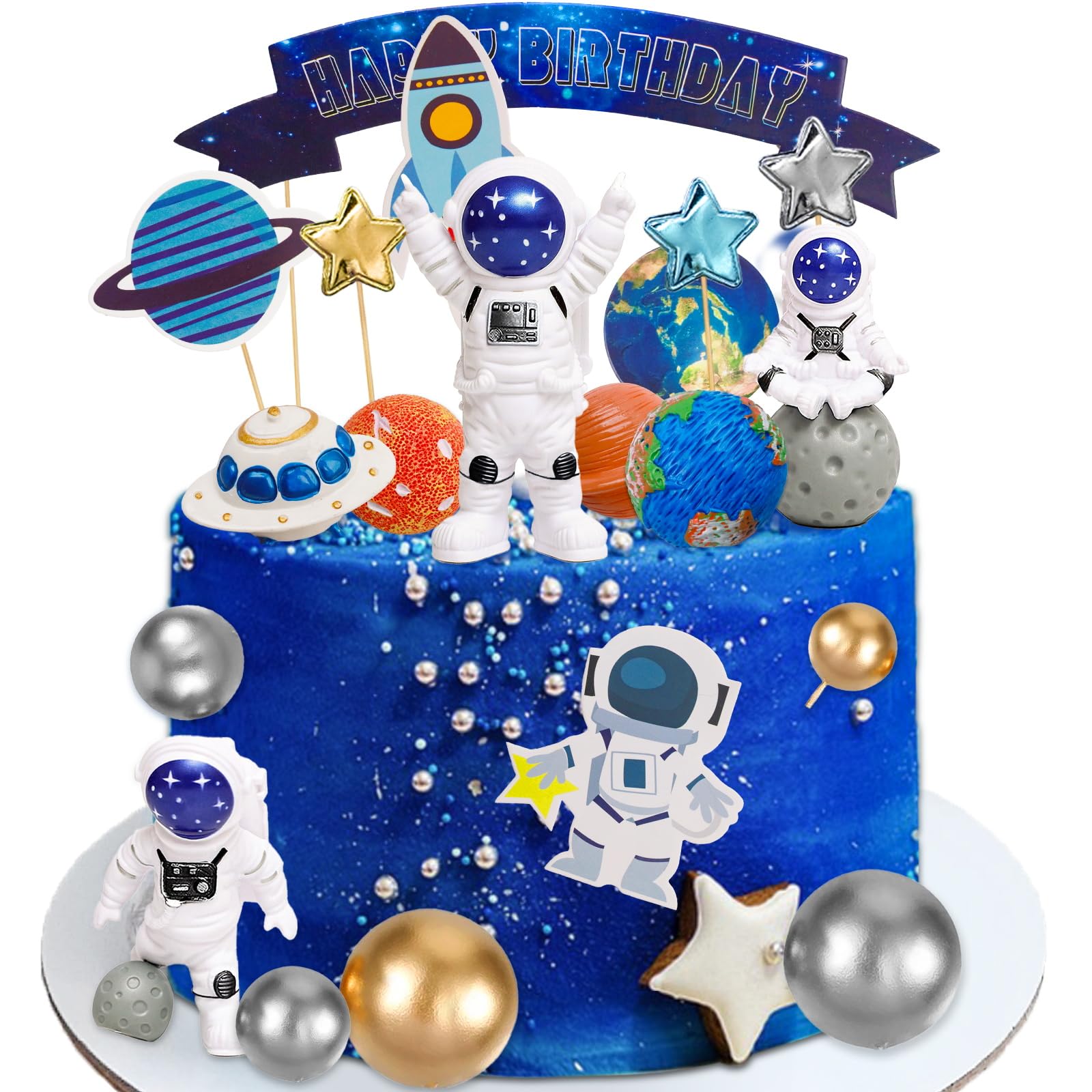 Yisquar 32Pcs Astronaut Figurines Space Cake Toppers Outer Space ...