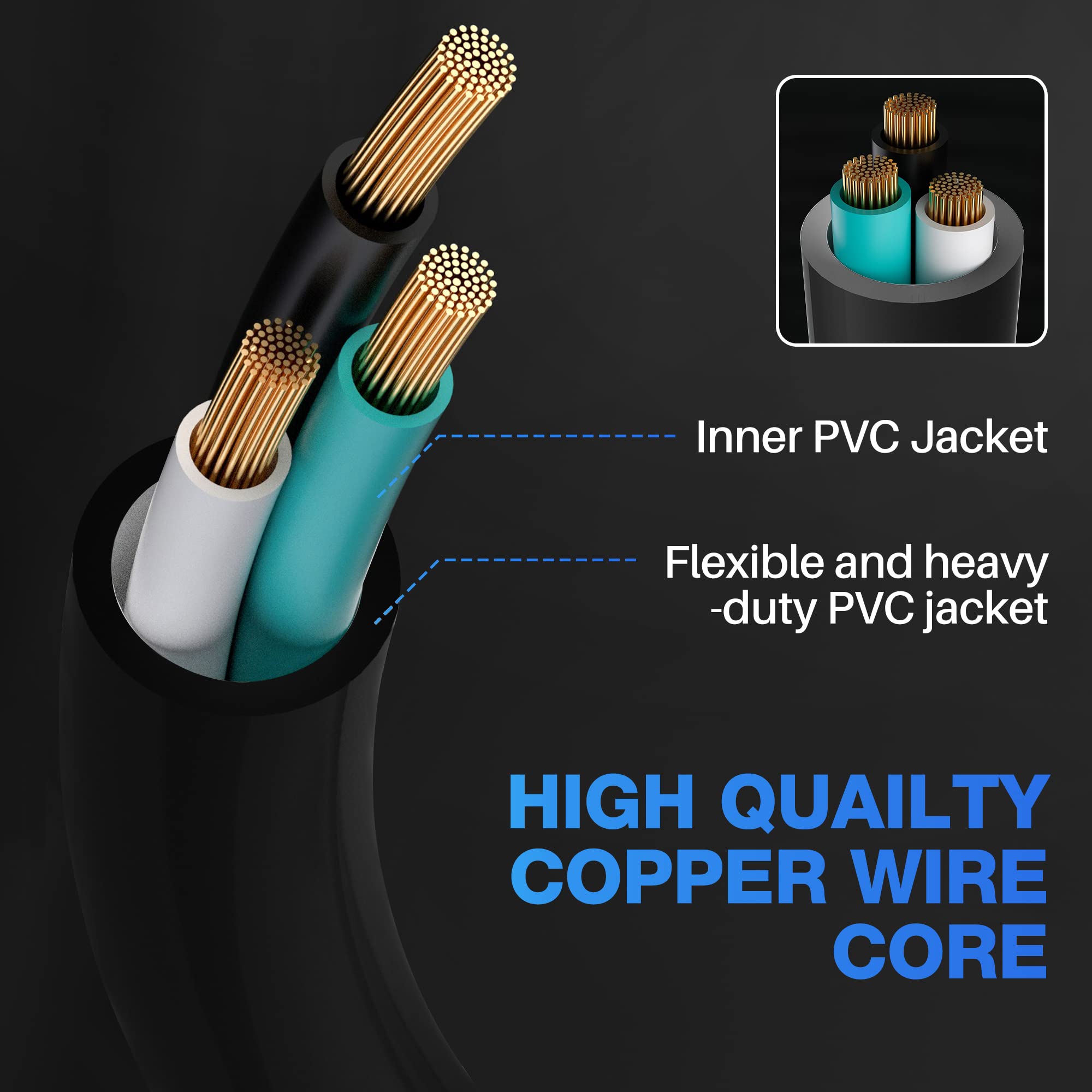 Snapklik.com : Extension Cord 12 FT, 3 Prong Extension Power Cord, 16/3 ...