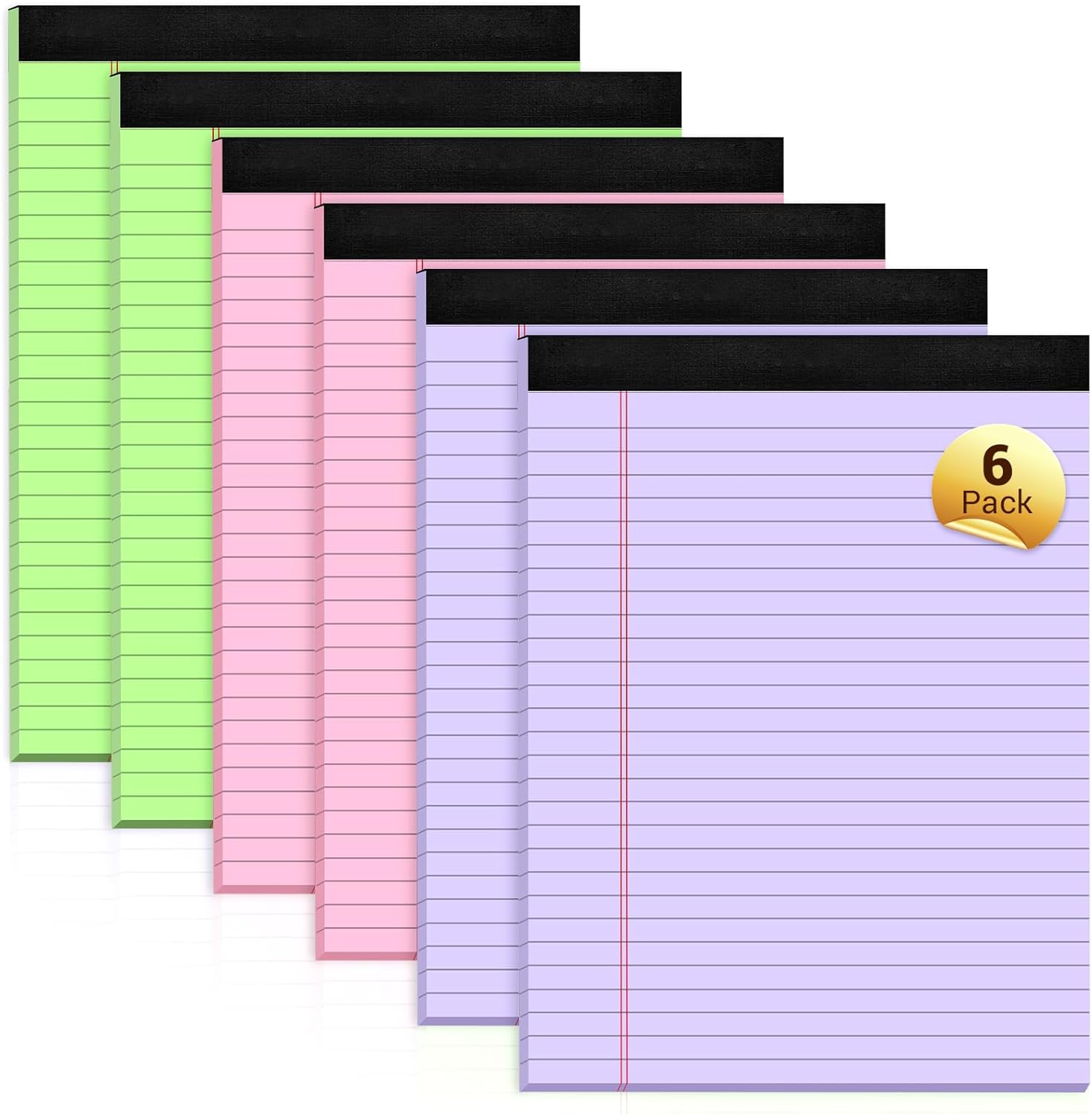 Amazon.com : Legal Pads 8.5 x 11 Inch, 6 Pack, Colored Notebook Paper ...