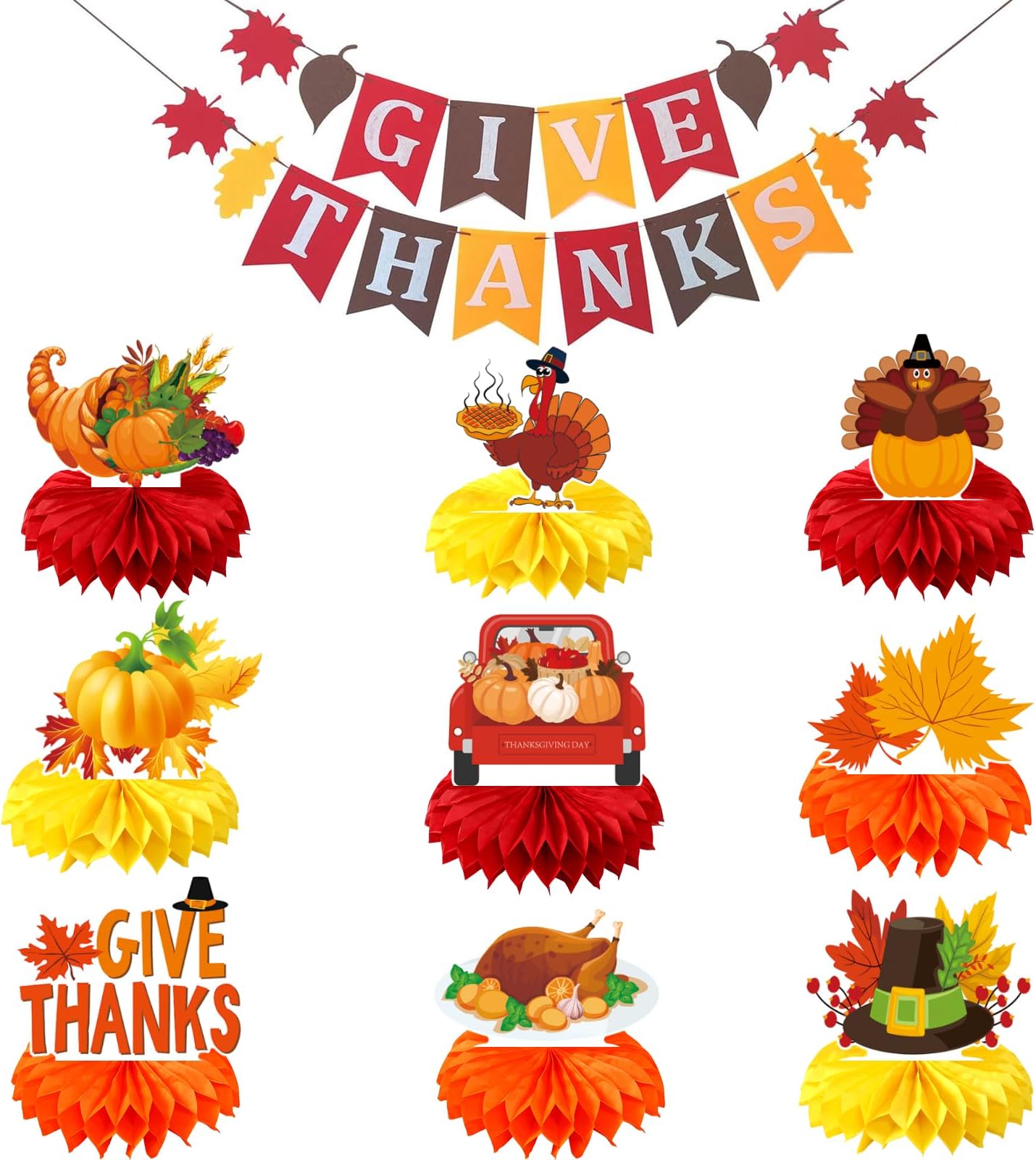 Amazon.com: Thanksgiving Table Decorations Centerpieces, 9PCS Vivid ...