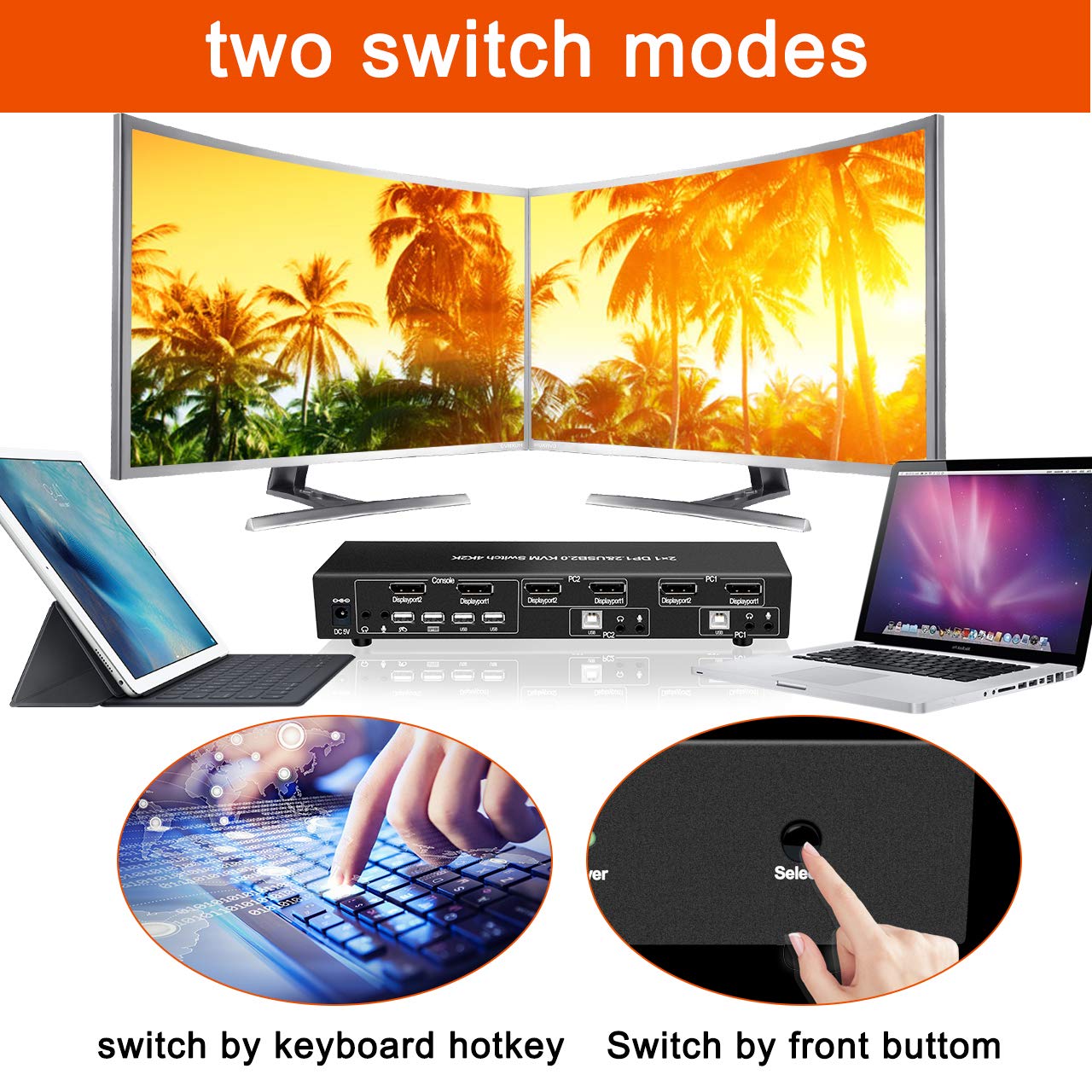 Snapklik.com : E-SDS Dual Monitor Displayport KVM Switch 2 Port