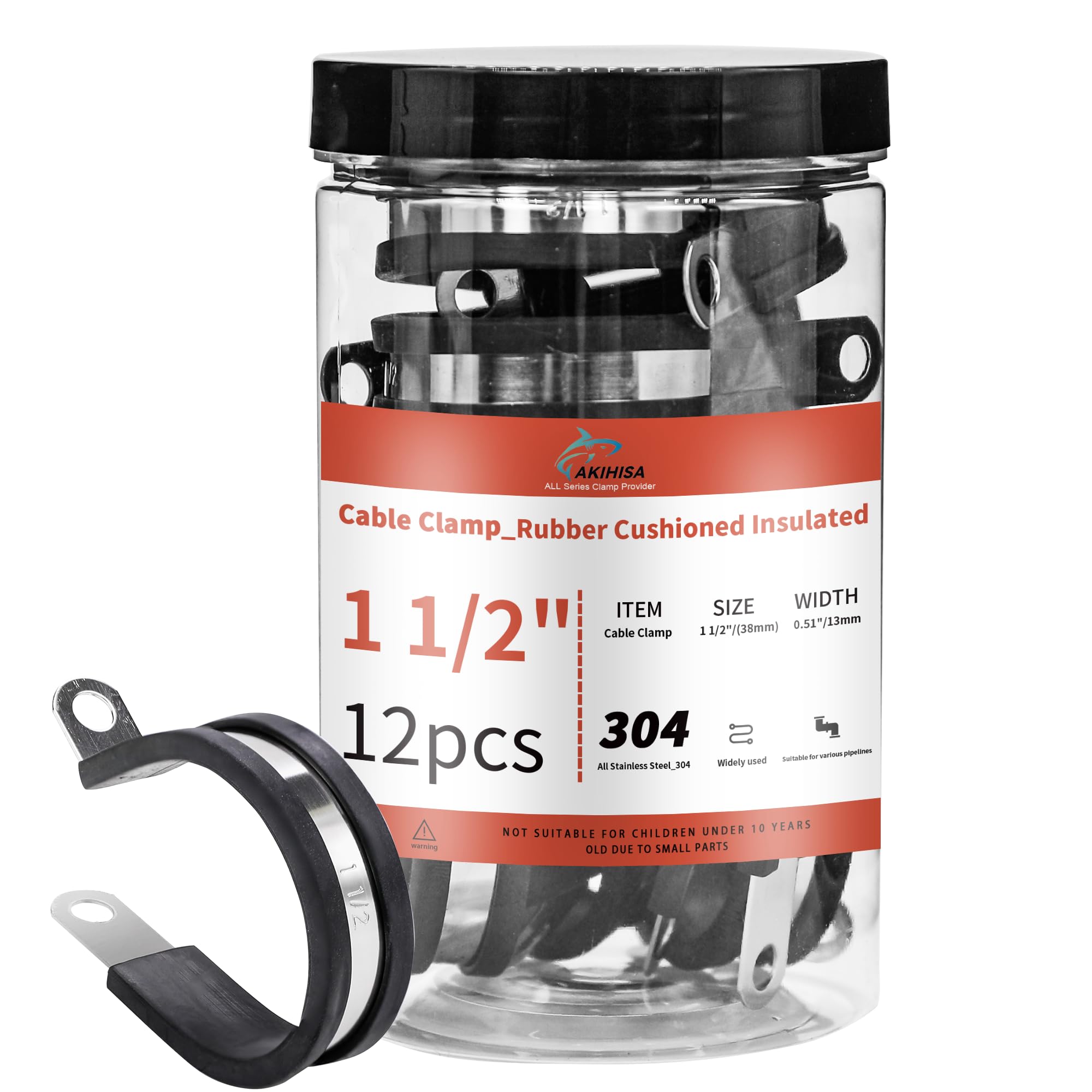 Snapklik.com : 12pcs 38mm Stainless Steel Cable Clamps, 1 1/2" 304 ...