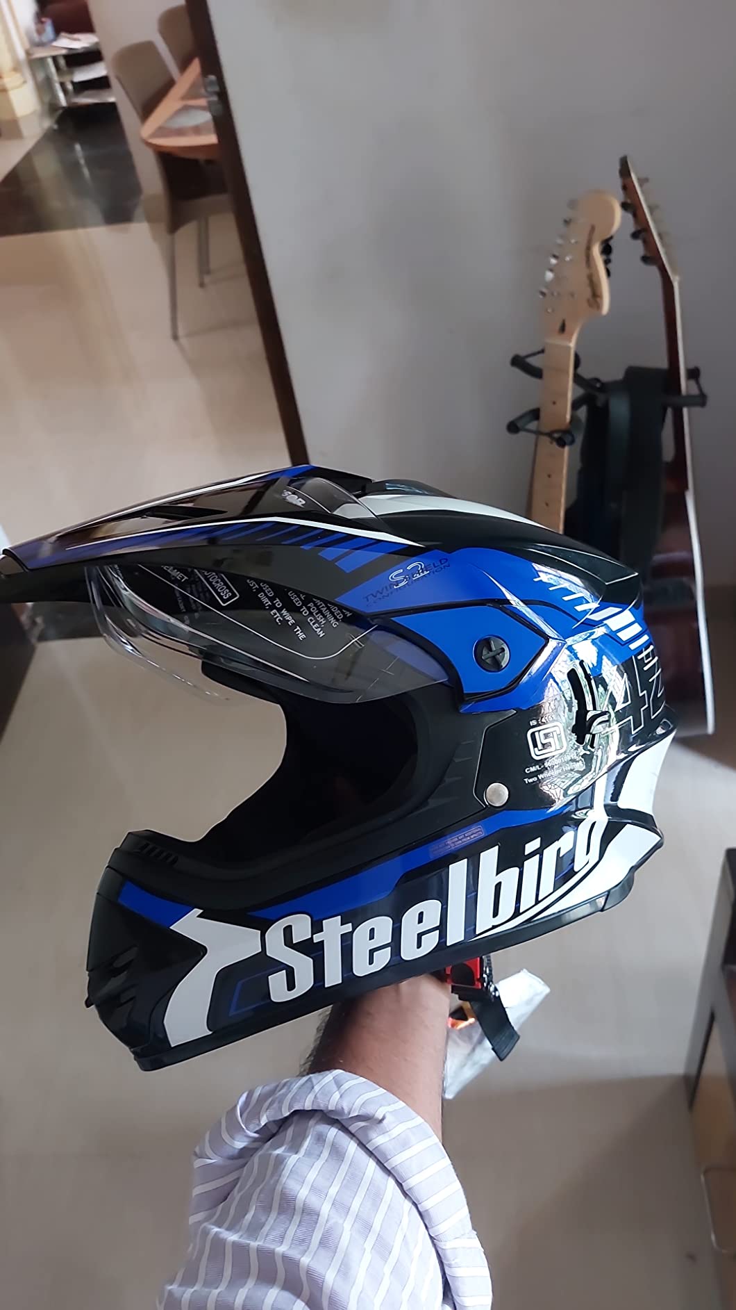Steelbird SBH-13 Bang Airborne Motocross Helmet Black & Blue , Size: XS ...