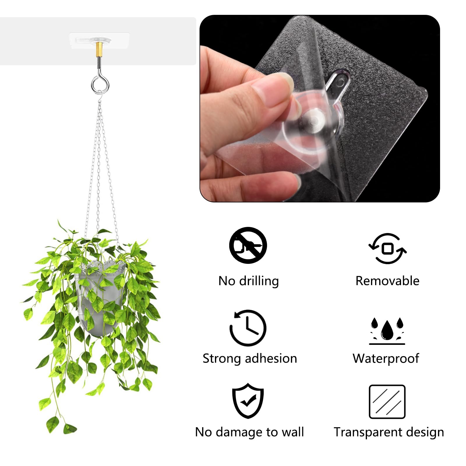 Snapklik.com : 12 Pcs Self Adhesive Ceiling Hooks No Drilling Ceiling ...
