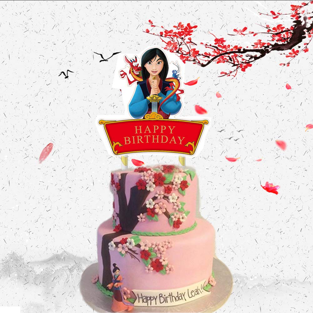 Buy Newmemo Mulan Birthday Cake Topper, Princess Mulan and Dragon Mushu ...