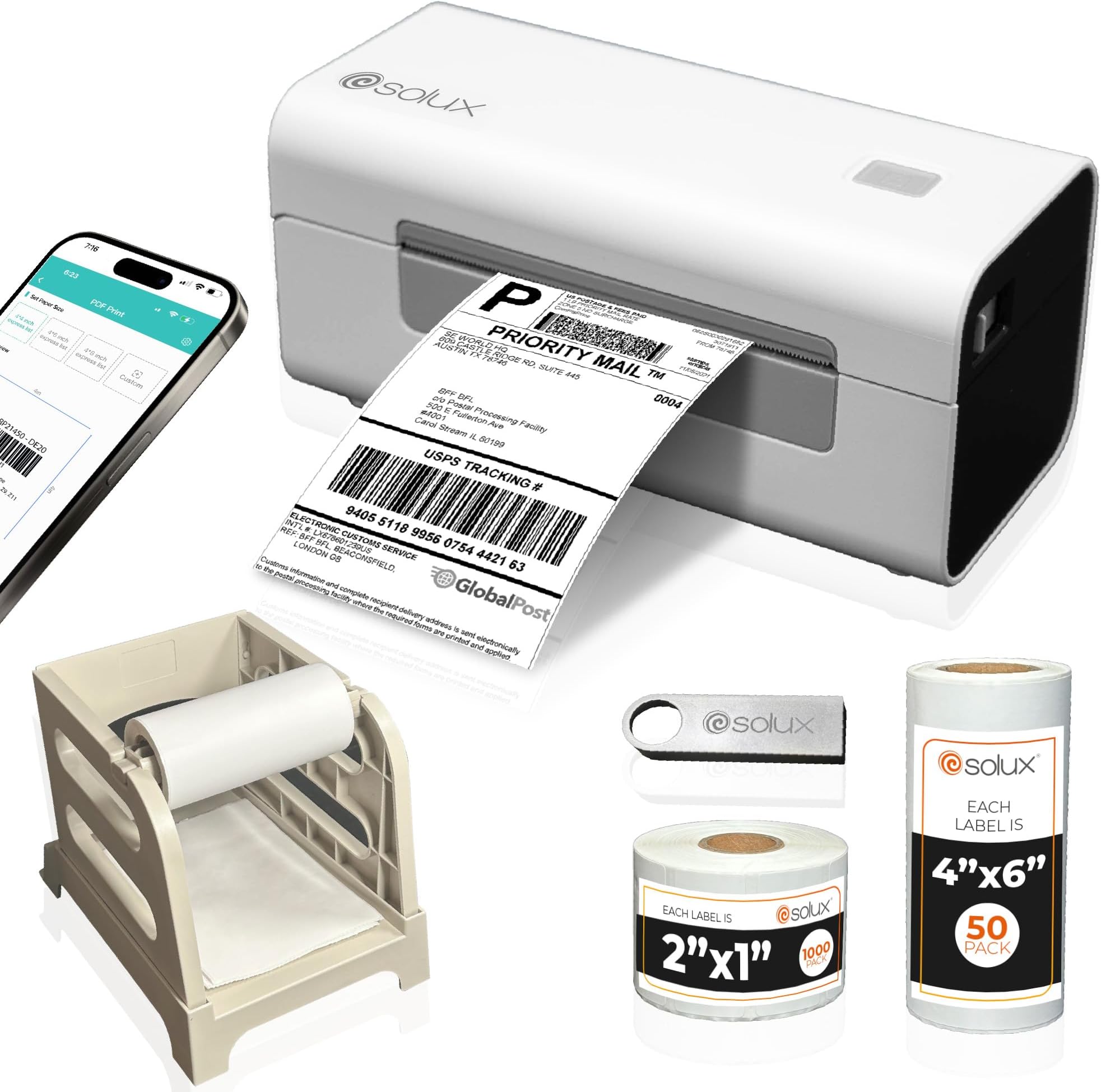Amazon.com : SOLUX USB Shipping Label Printer, Thermal Sticker Printer ...