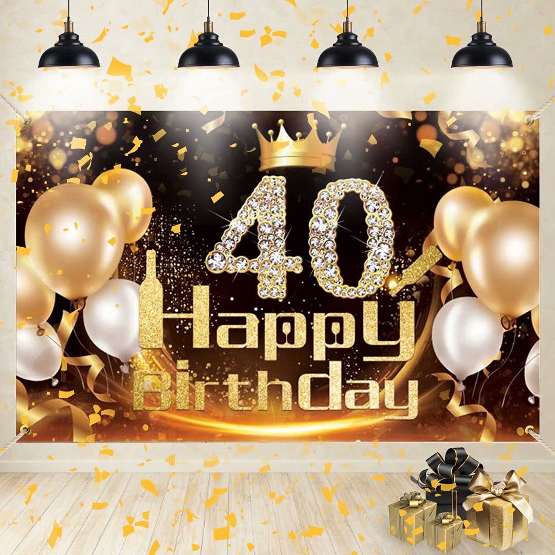 Buy Happy 40th Birthday Banner, 40th Birthday Decoration Banner, 40th ...