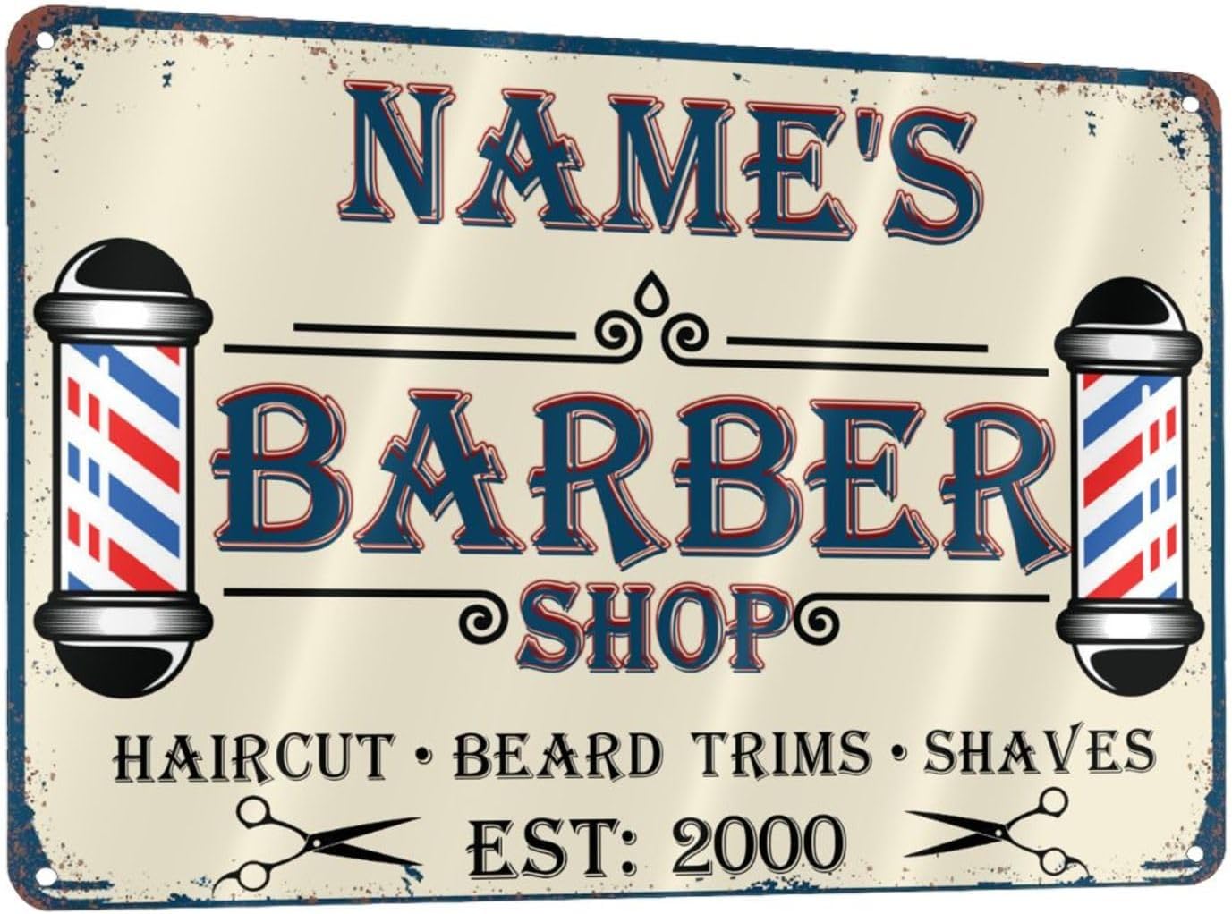 Amazon.com: Personalized Barber Shop Sign Custom Name Signs Haircuts ...