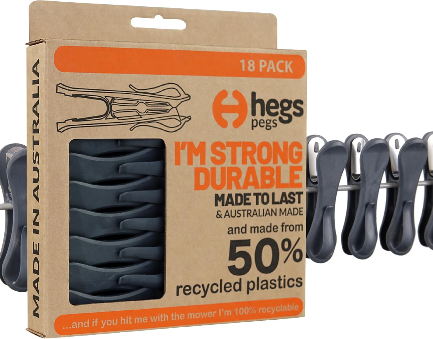 HEGS Pegs 18 Pack Recycled Grey : Amazon.com.au: Automotive