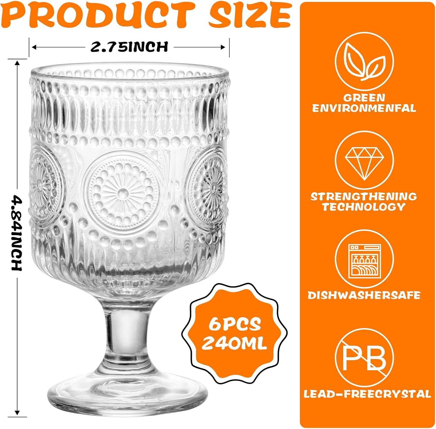 Juego de 6 copas románticas de copa de vino vintage, juego de copas de ...