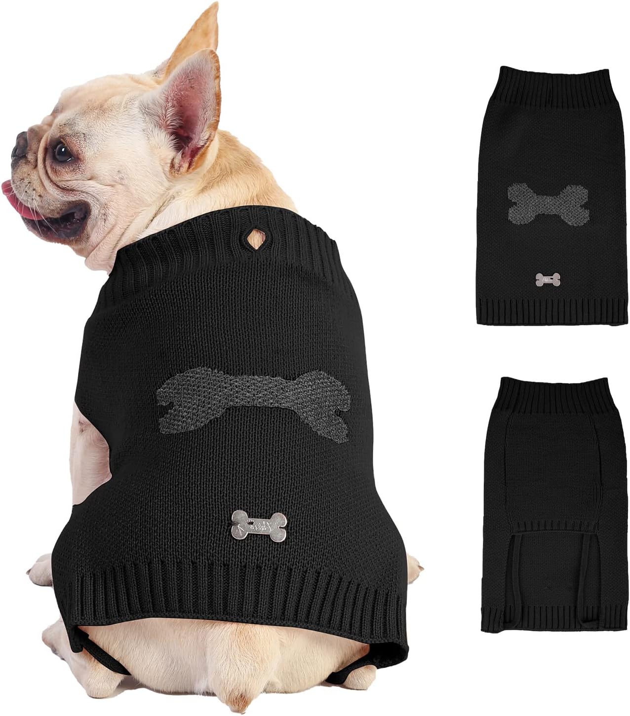 Amazon.com : Puli & Co. Knitted Cozy Dog Sweater with Reflective Bone ...