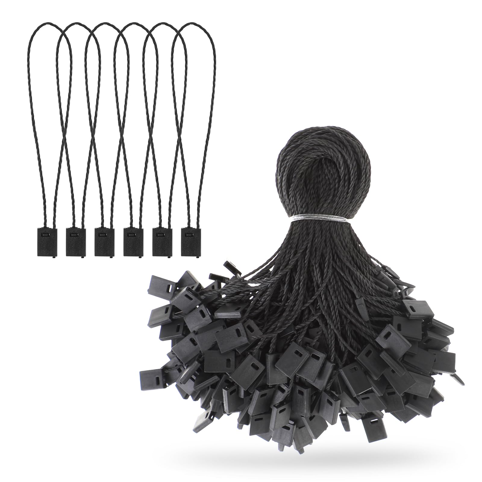 Hang Tag Fasteners 7In Black Hang String for Tags 1000Pcs Snap Lock ...