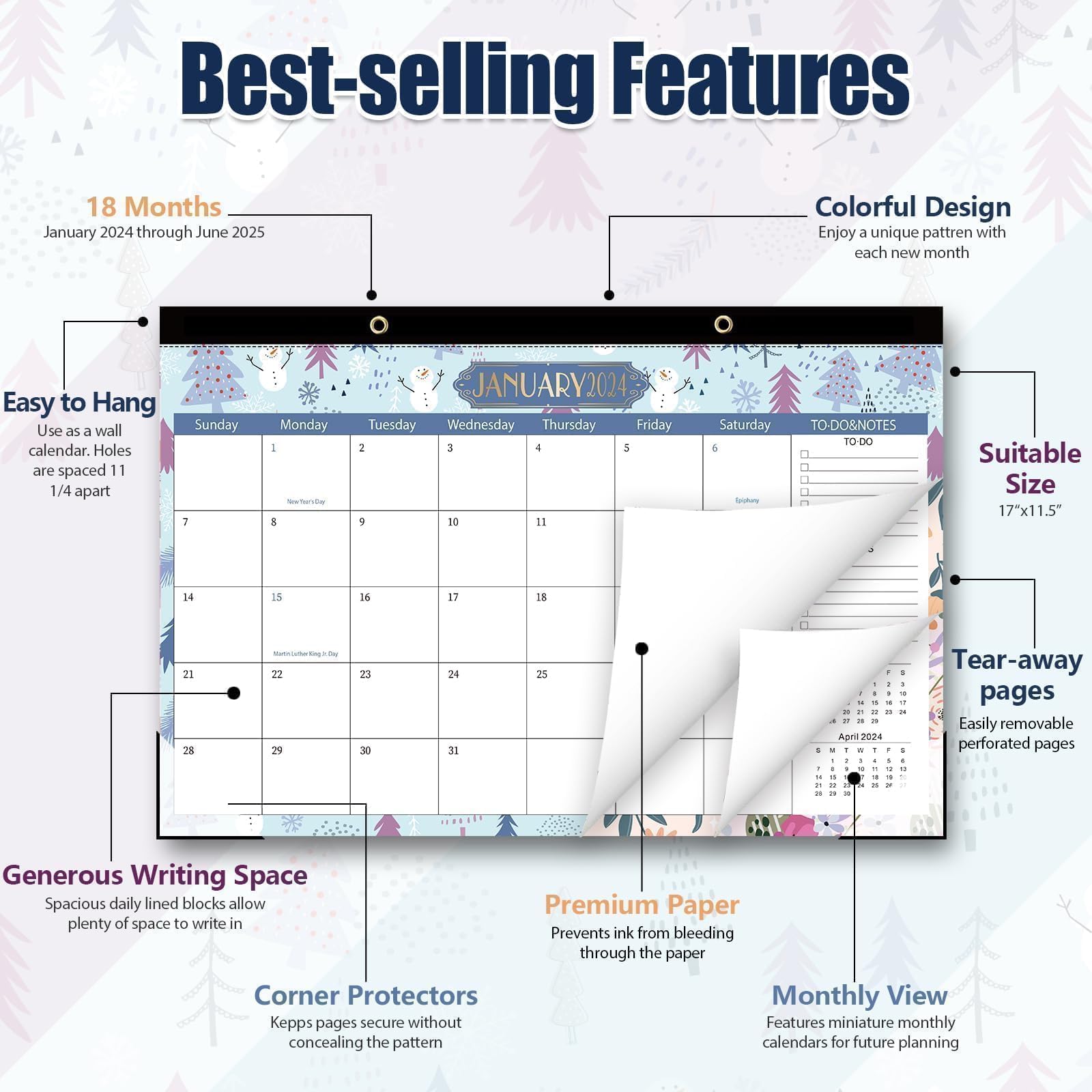 Snapklik.com : GuassLee 2024-2025 Desk Calendar - Greenery Monthly ...