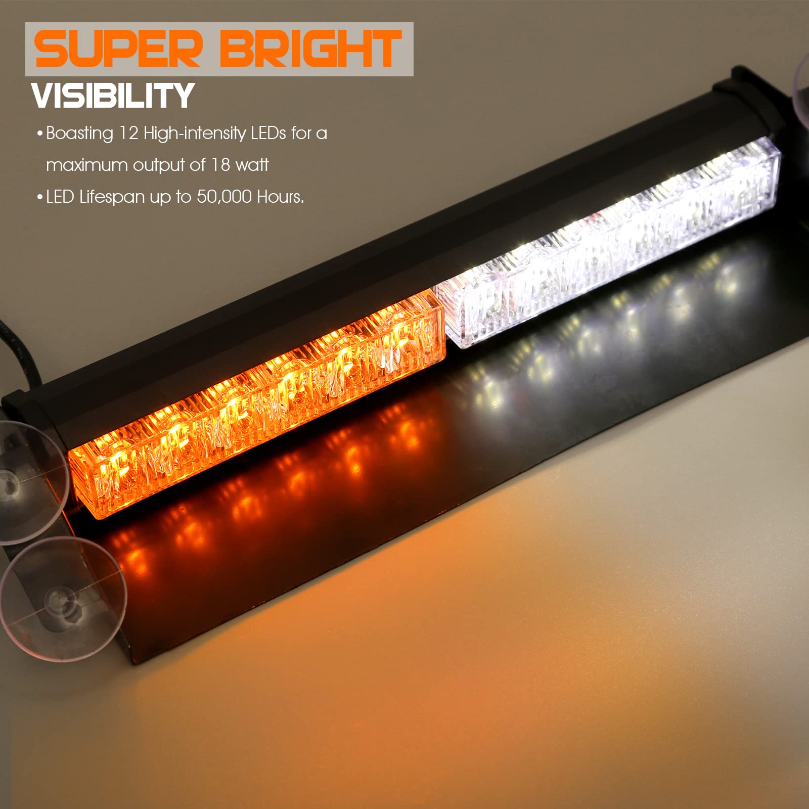 Snapklik.com : 14.8in LED Windshield Emergency Strobe Dash Light Bar 12 ...