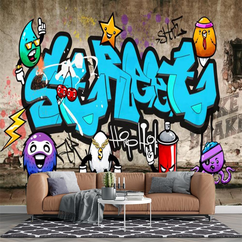 Amazon.com: BIEYTEU Custom 3D Abstract Graffiti Wallpaper Grey Wall Bar ...