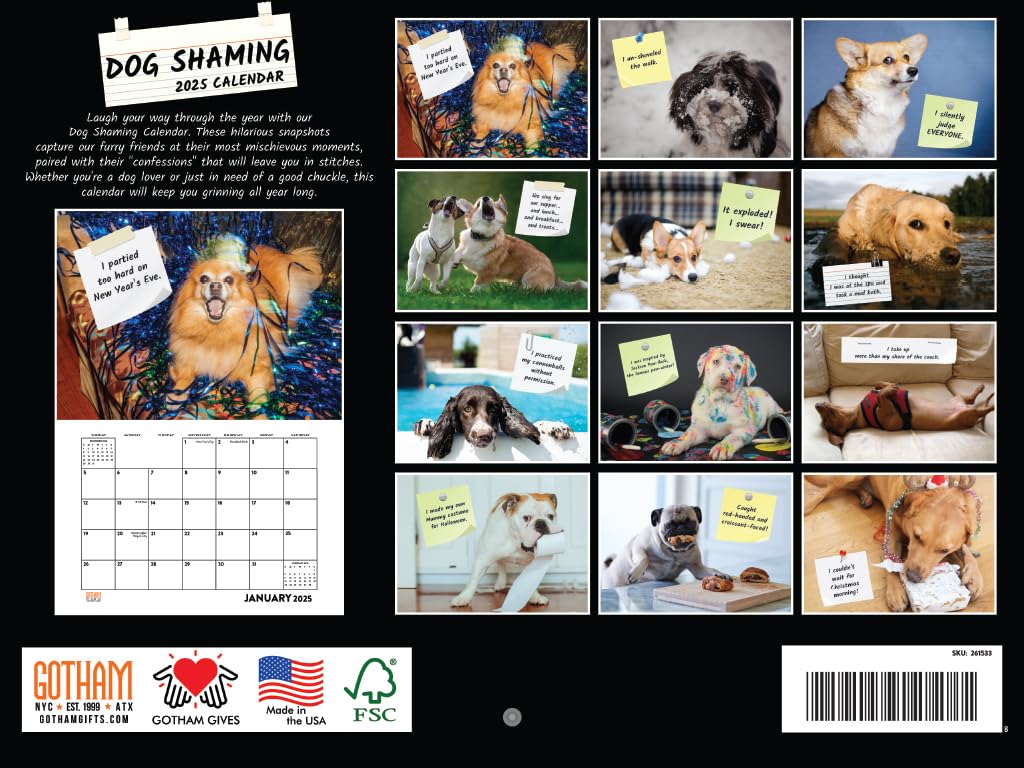 Snapklik.com : Dog Shaming Calendar 2025 Monthly Wall Calender 12 Month ...