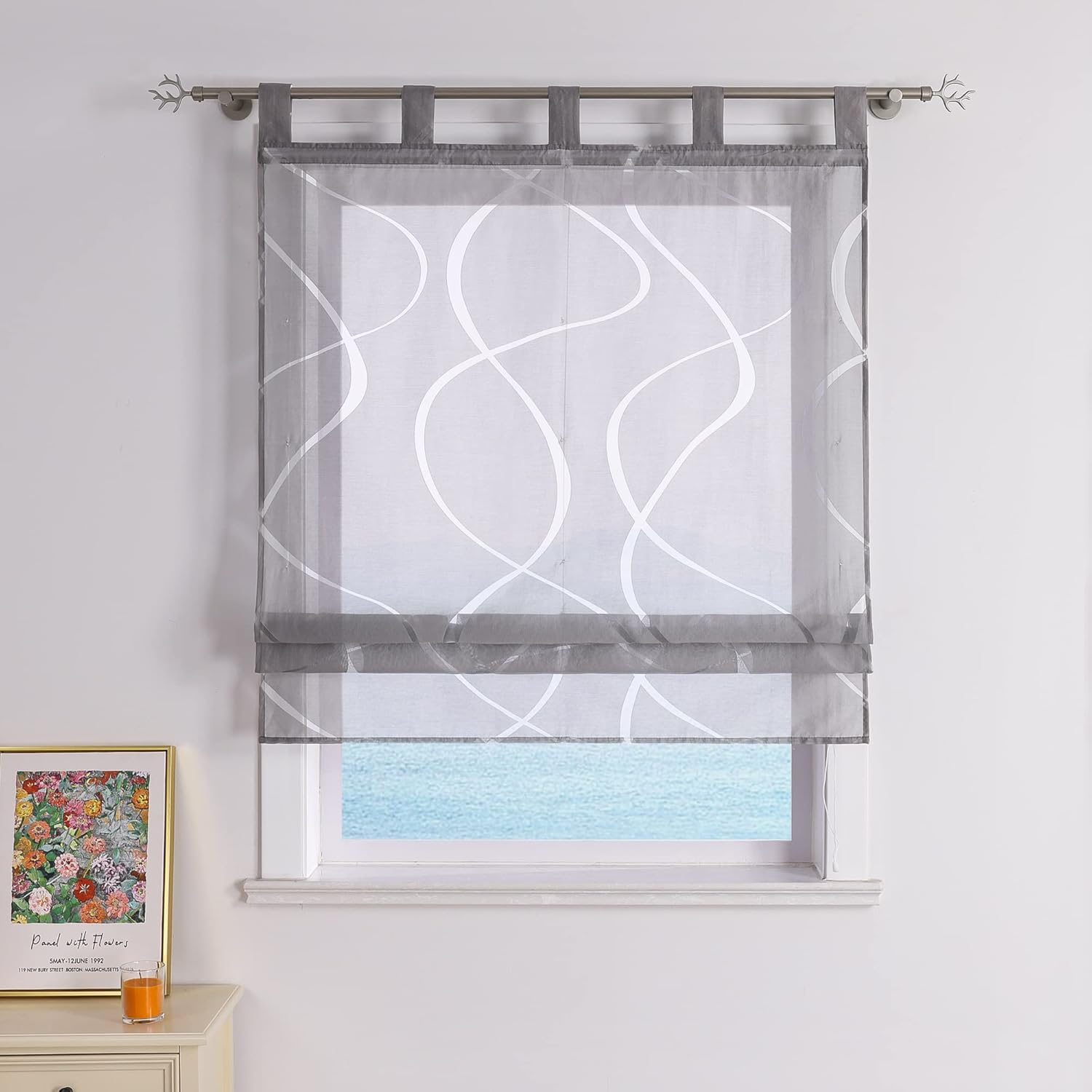 Amazon.de: ESLIR Raffrollo Ausbrenner Raffgardine mit Schlaufen ...