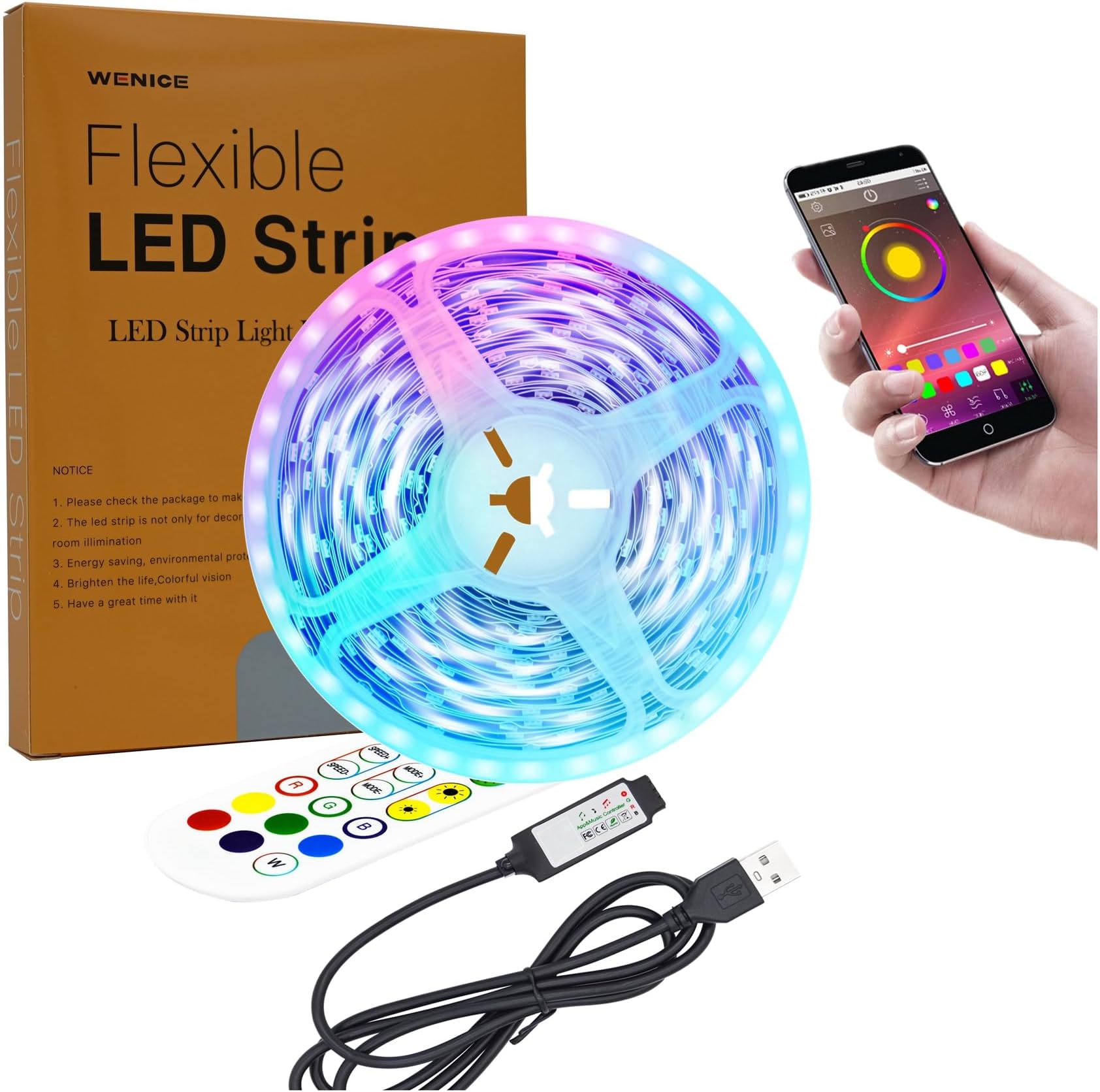 Amazon.com: TIMELUX 20ft LED Strip Lights Color Changing Mood lamp USB ...