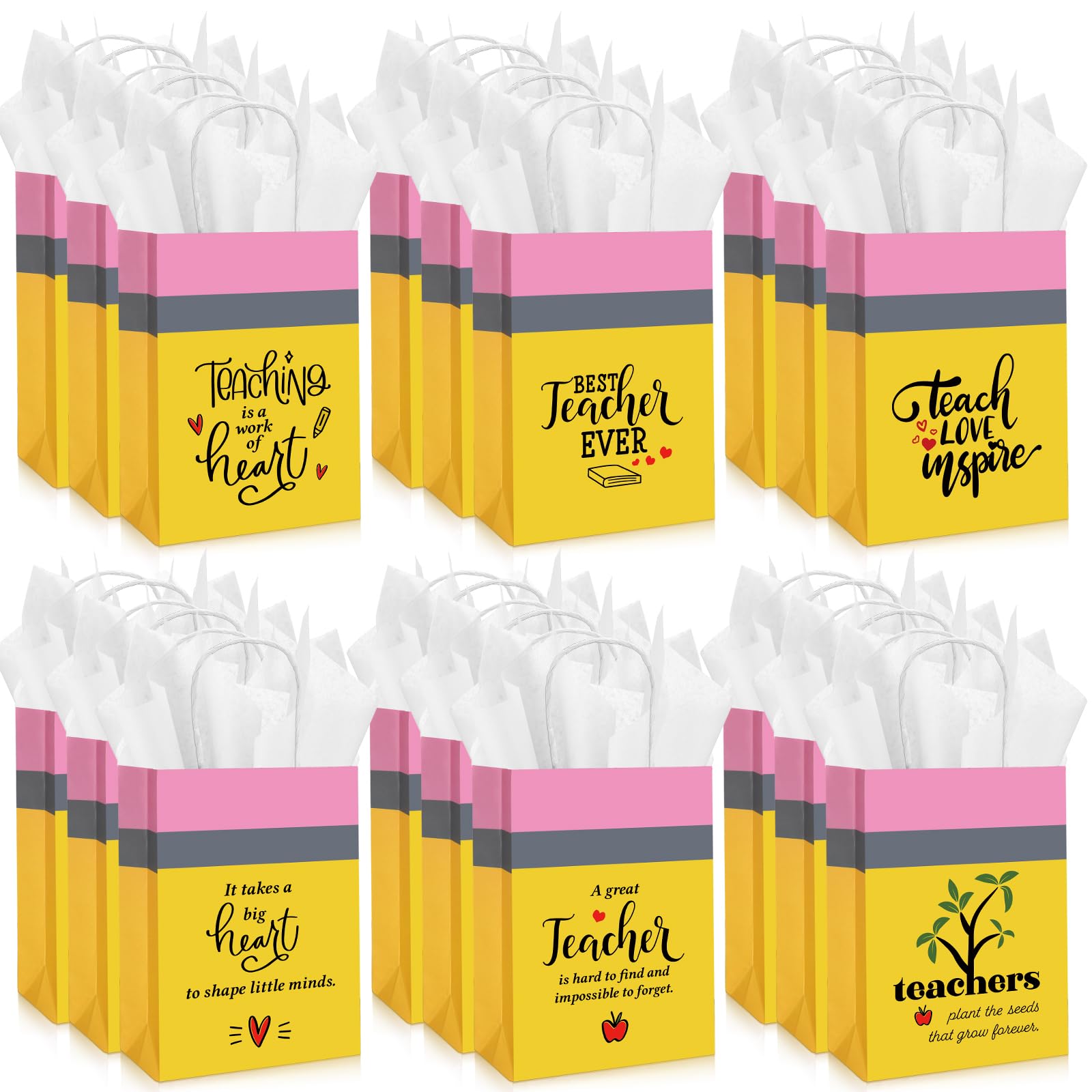 Amazon.com: Motipuns 48 Sets Teacher Appreciation Gift Bags with Tissue ...