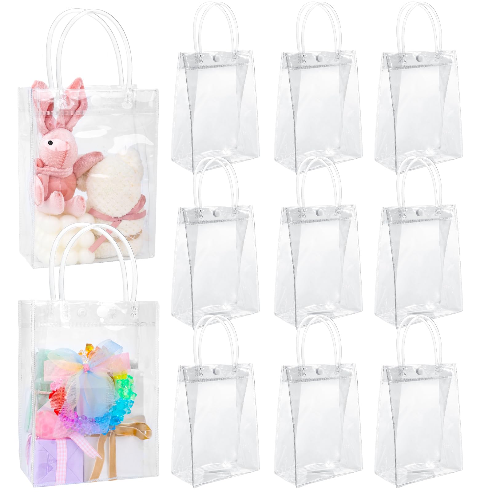 Amazon.com: VGOODALL 12PCS Clear Plastic Gift Bags with Handle, Plastic ...