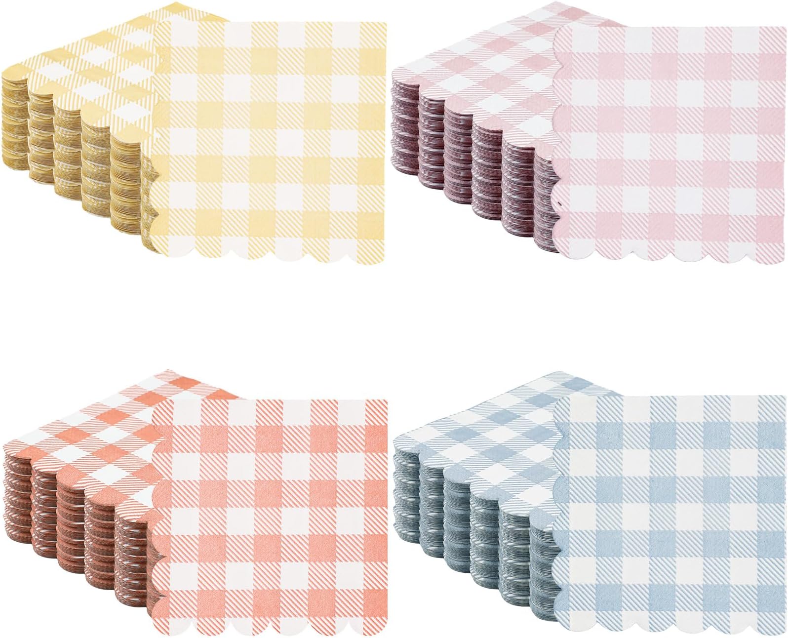 Amazon.com: Fulmoon 100 Pack Gingham Pastel Checkered Napkin 2 Ply ...
