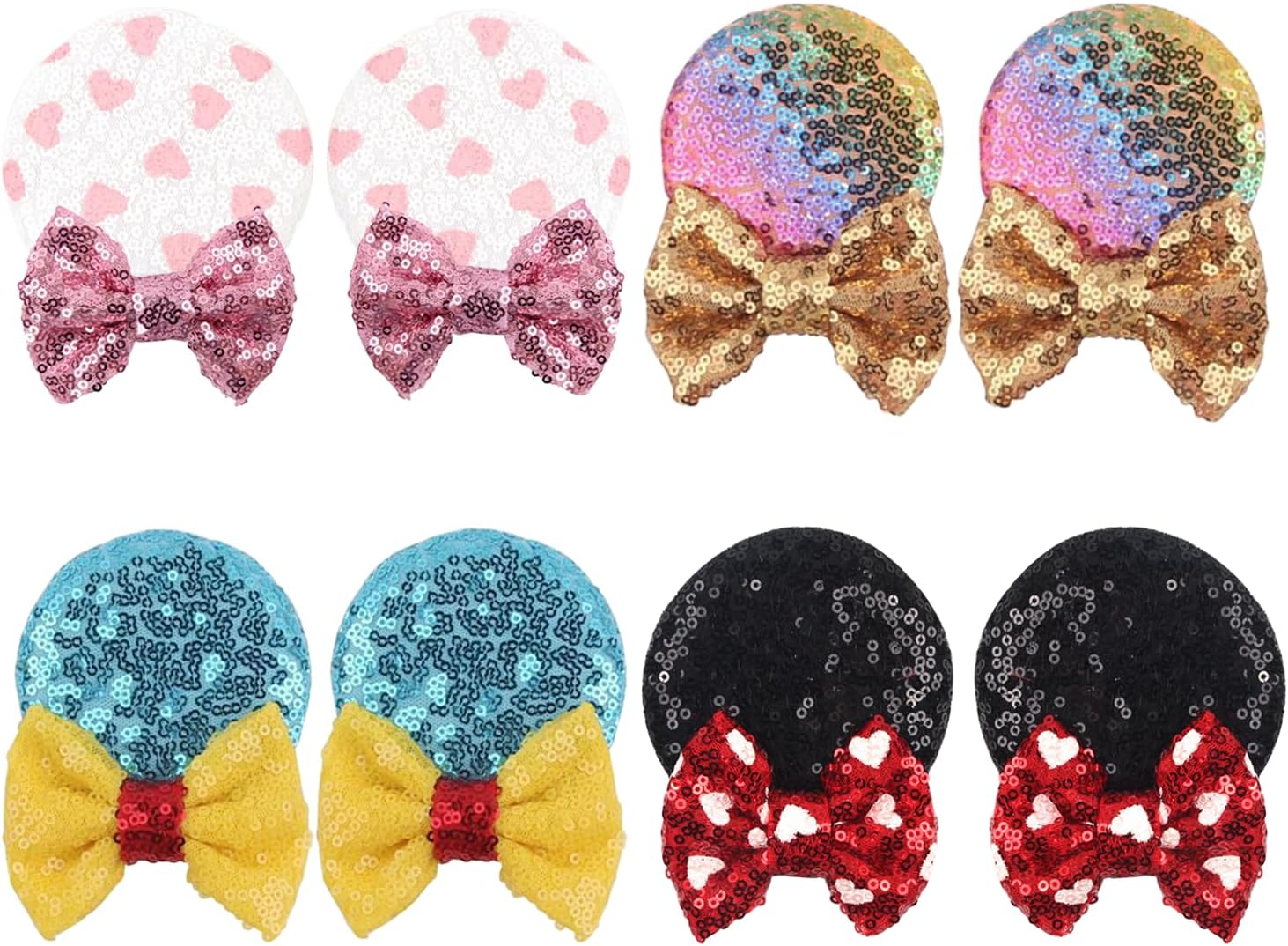 Amazon.com : DeaLott 8PCS Sequin Mouse Ears Hair Clips, Glitter Hair ...