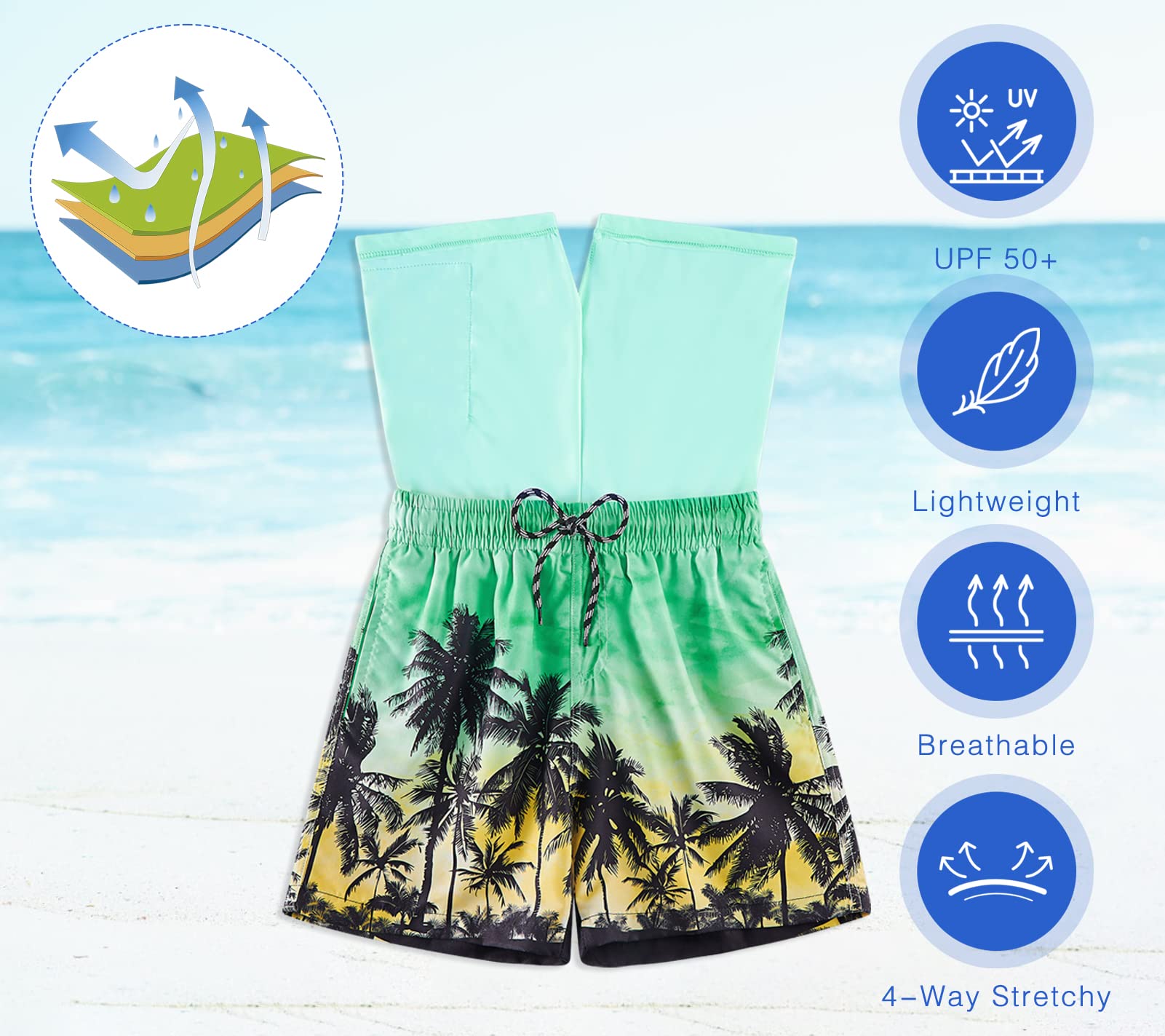 Snapklik.com : Bathing Suit For Boys Boxer Brief Liner Palm Tree Swim ...
