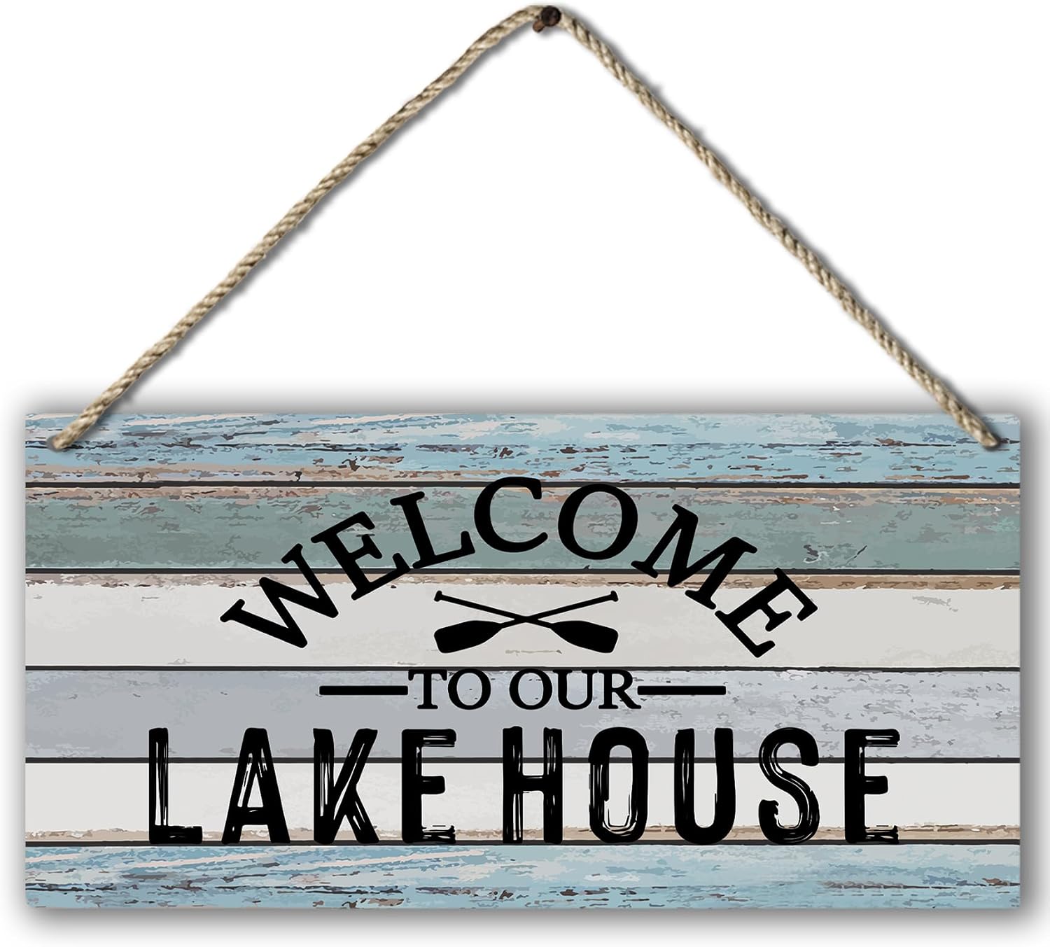 Amazon.com: Welcome to Our Lake House Farmhouse Paddle Printed Wood ...