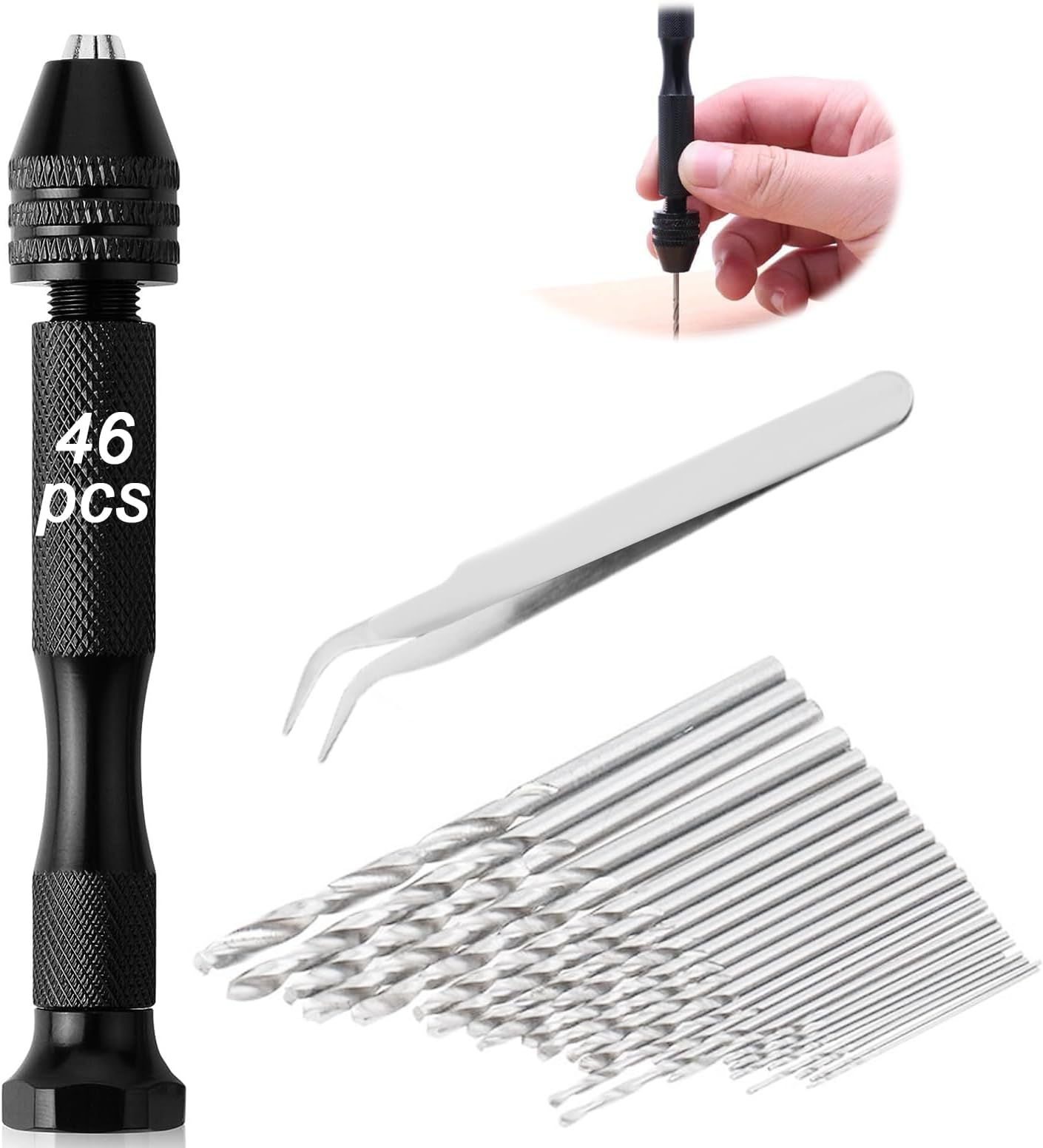 57 Pieces Hand Drill Bits Set, Pin Vise Hand Drill, 46 Pieces Micro ...