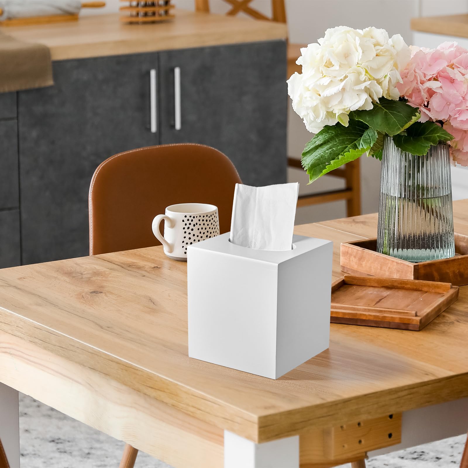 Snapklik.com : Wooden Tissue Box Cover Square - Large White Tissue Box ...
