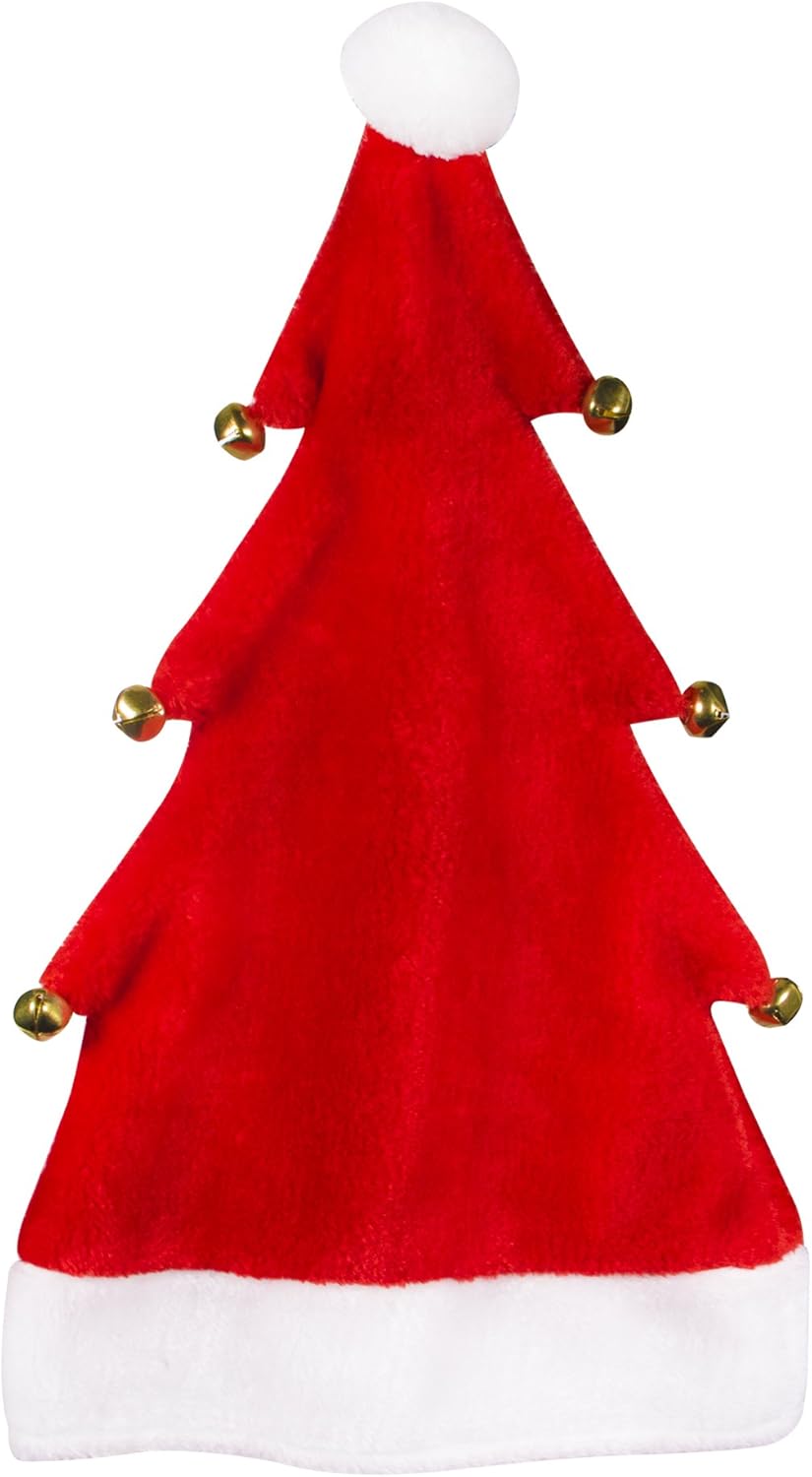 Amazon.com: Windy City Novelties Plush Red Christmas Tree Santa Hat ...