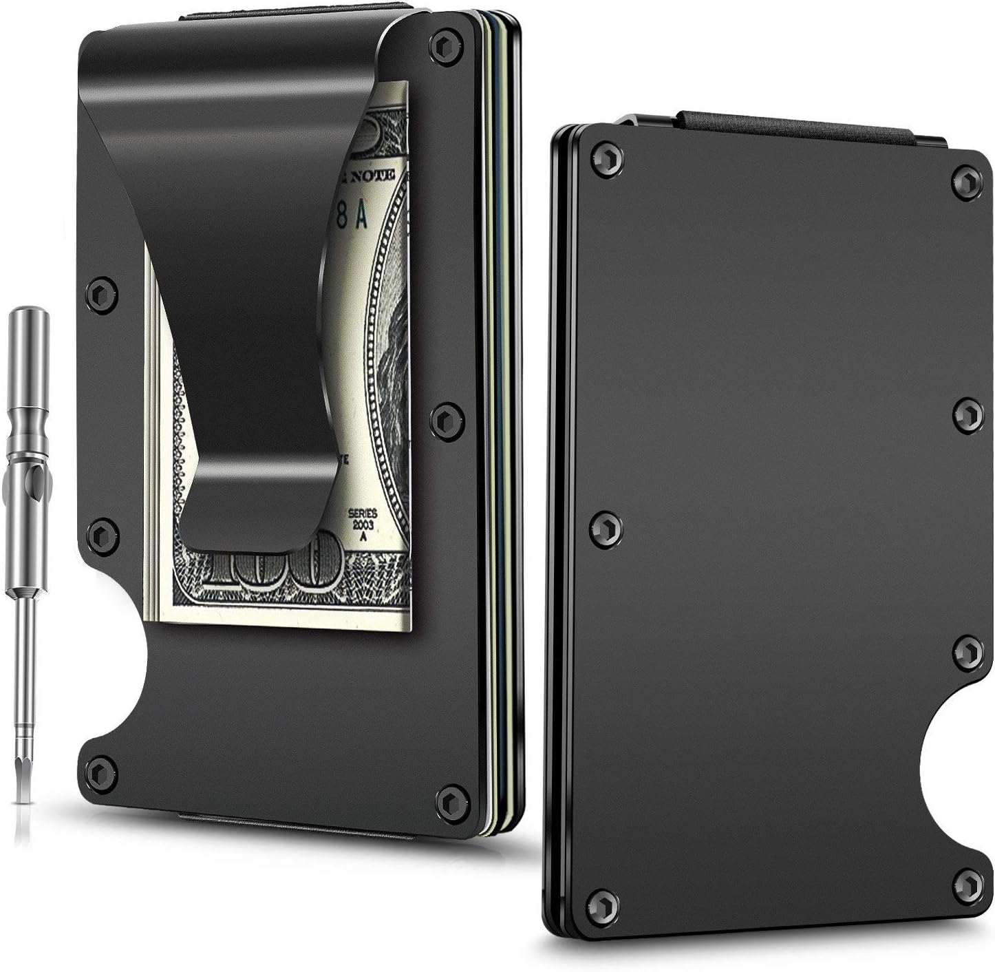 Amazon.com : Minimalist Metal RFID Blocking Slim Wallet, Newest Sliding ...