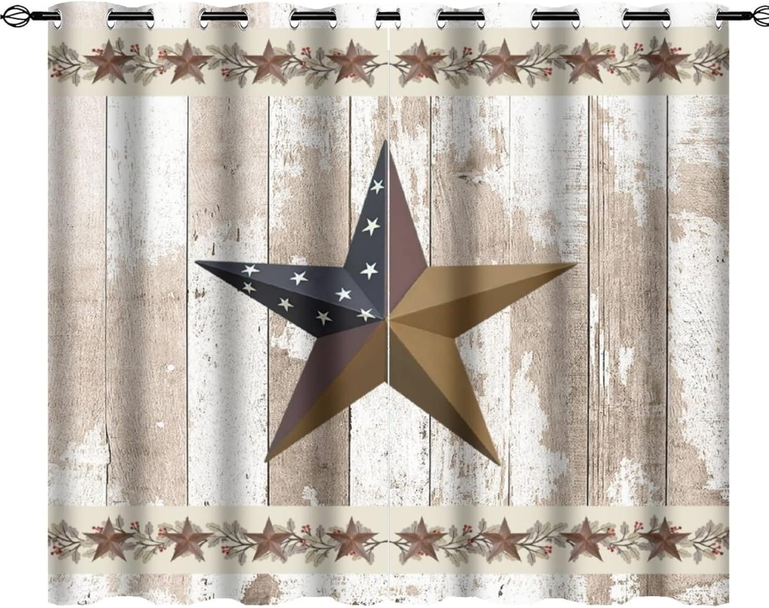 Amazon.com: fucyBu Western Texas Star Blackout Window Curtains Rustic ...