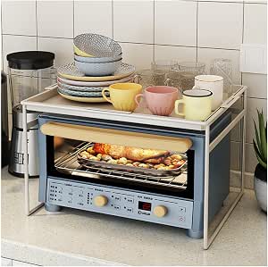 Amazon.com: 2 Tier Microwave Oven Rack, Adjustable Steel Microwave ...