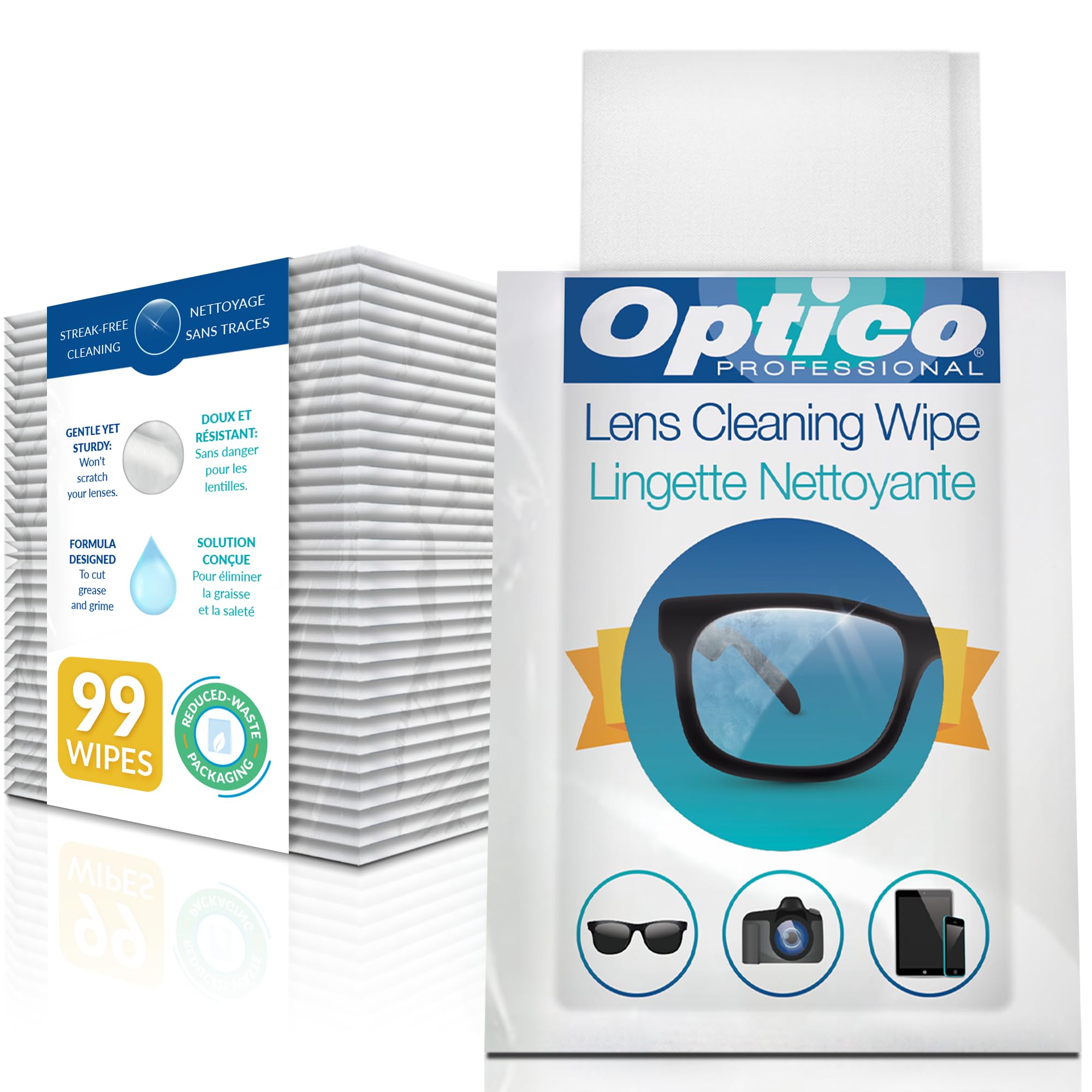 Optico Pre-Moistened Cleaning Cloths - premium quality cleaner for eye ...