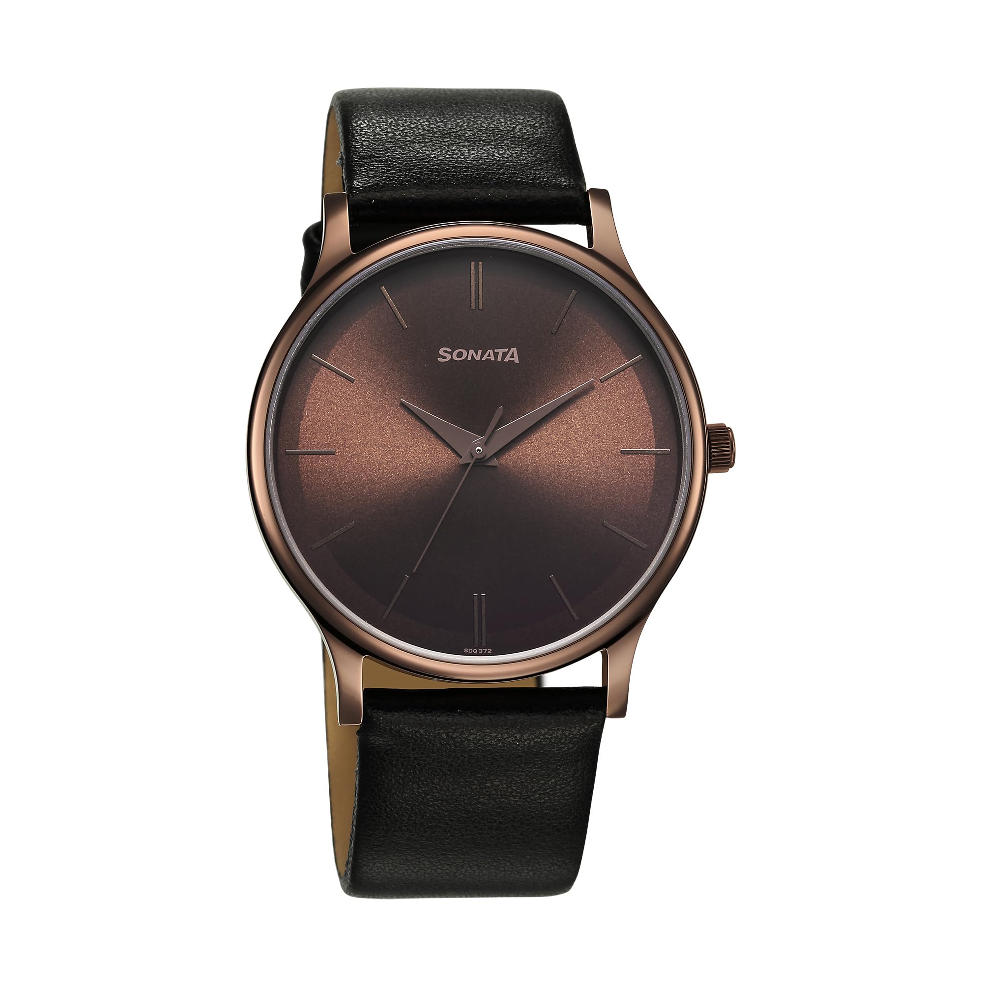 Buy Sonata Aspire 2.0 Brown Dial Round Leather Strap Watch for Men ...
