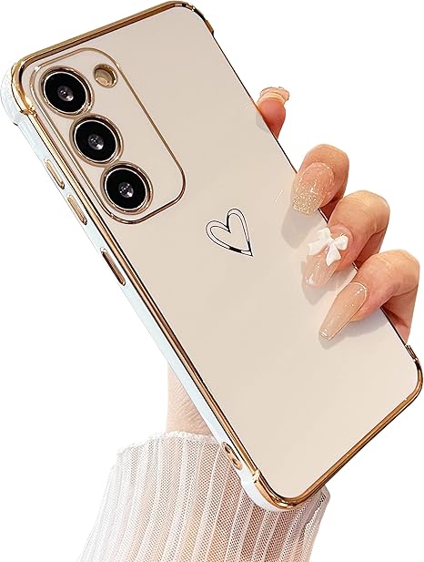 Amazon.com: DEFBSC Compatible with Samsung Galaxy S23 Plus Case with Gold Heart, Luxury Plating ...