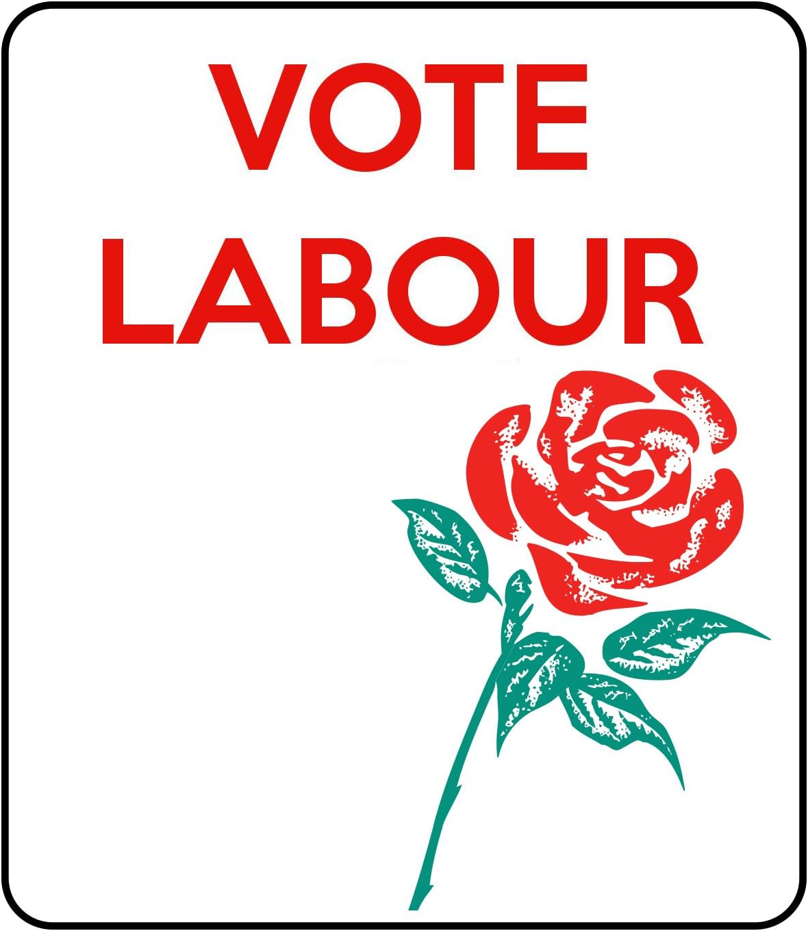 2X "Vote Labour" Plastic Stickers. Polyethylene 100% Waterproof and ...