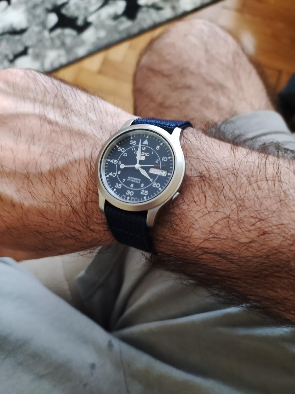 Amazon.com: Men's SNK807 SEIKO 5 Automatic Stainless Steel Watch with ...