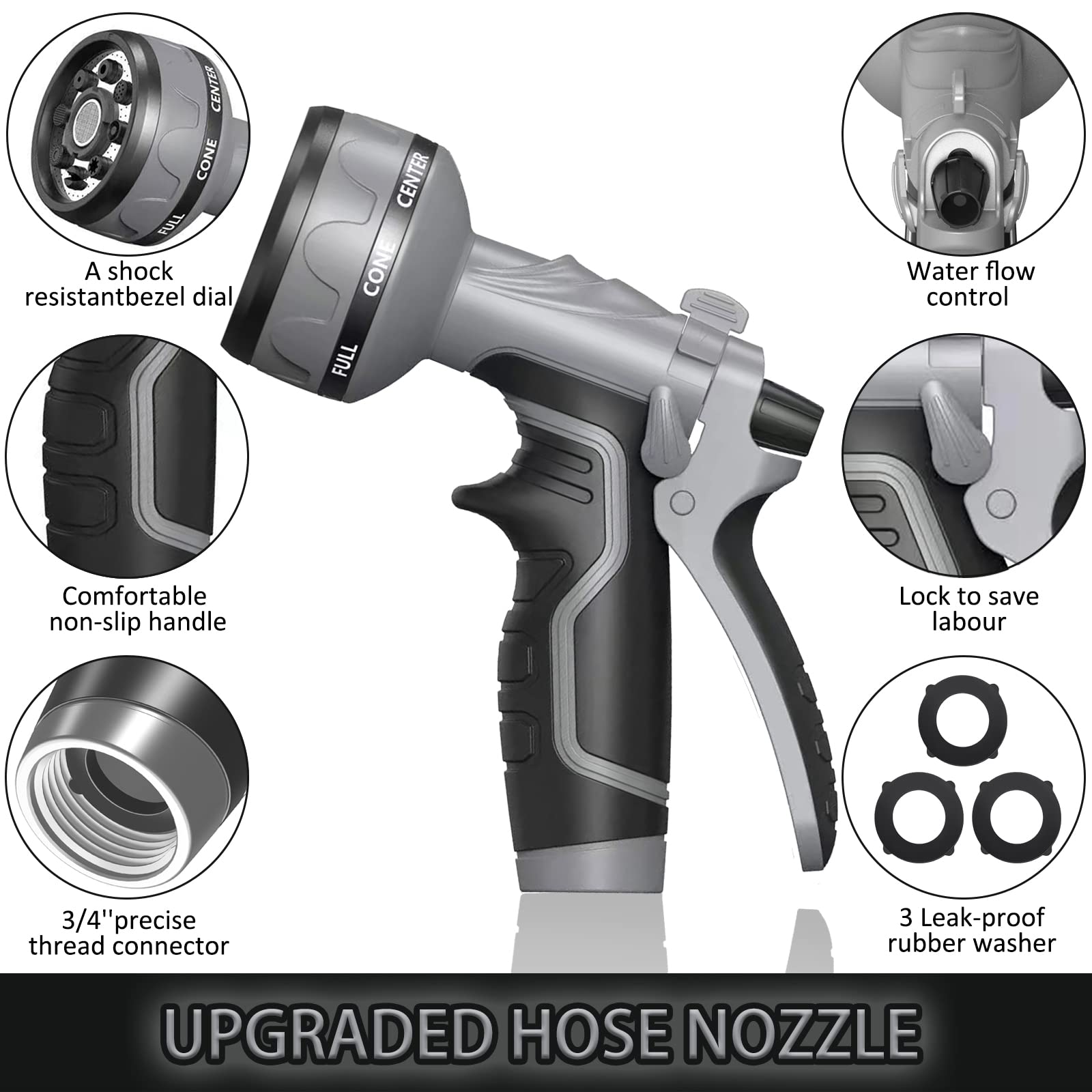 Snapklik.com : Upgrade Hose Nozzle, 8 Adjustable Watering Patterns ...