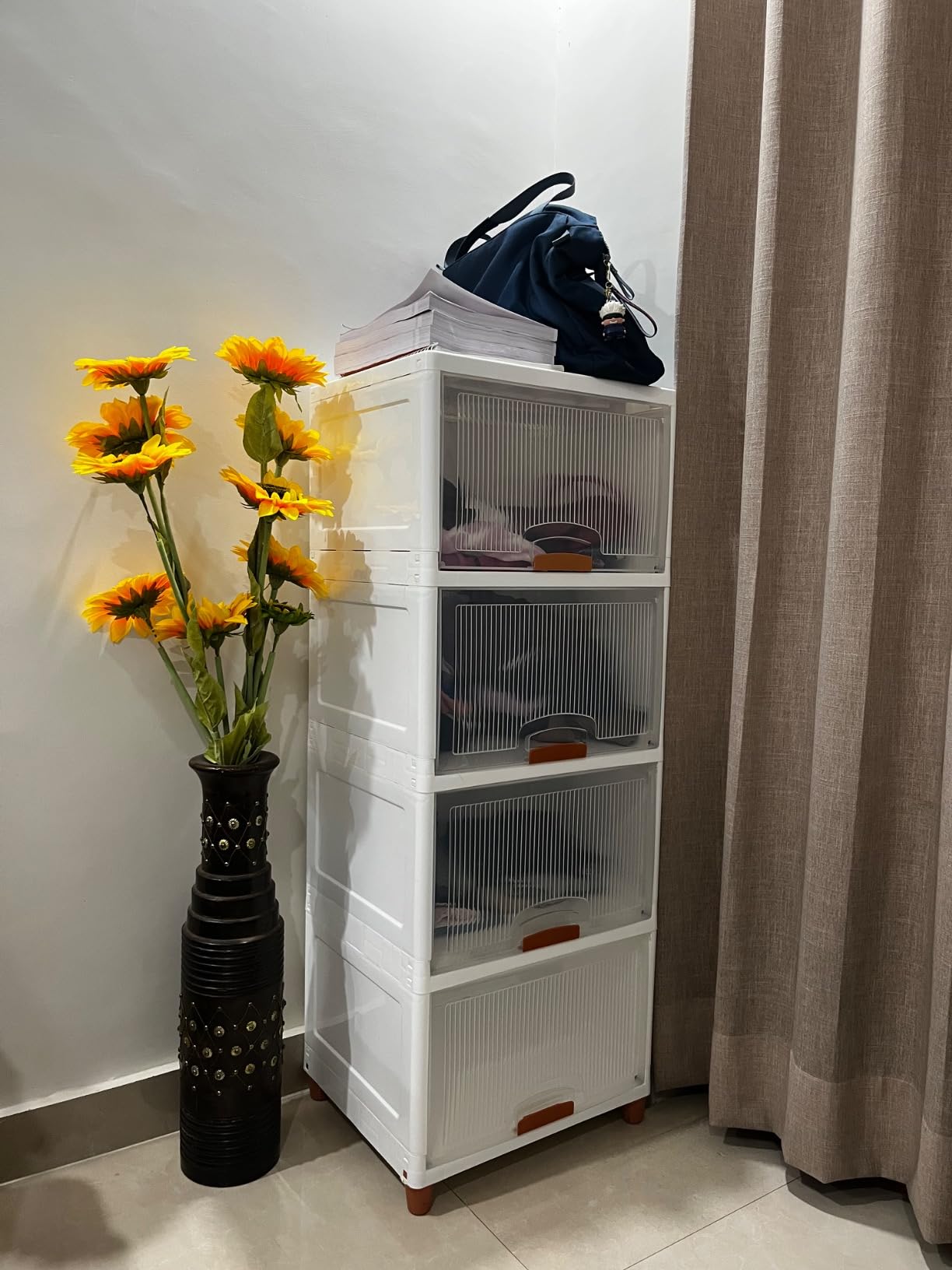 JD FRESH 4 Tier Foldable Plastic Cloth Rack for Storage/Kitchen ...